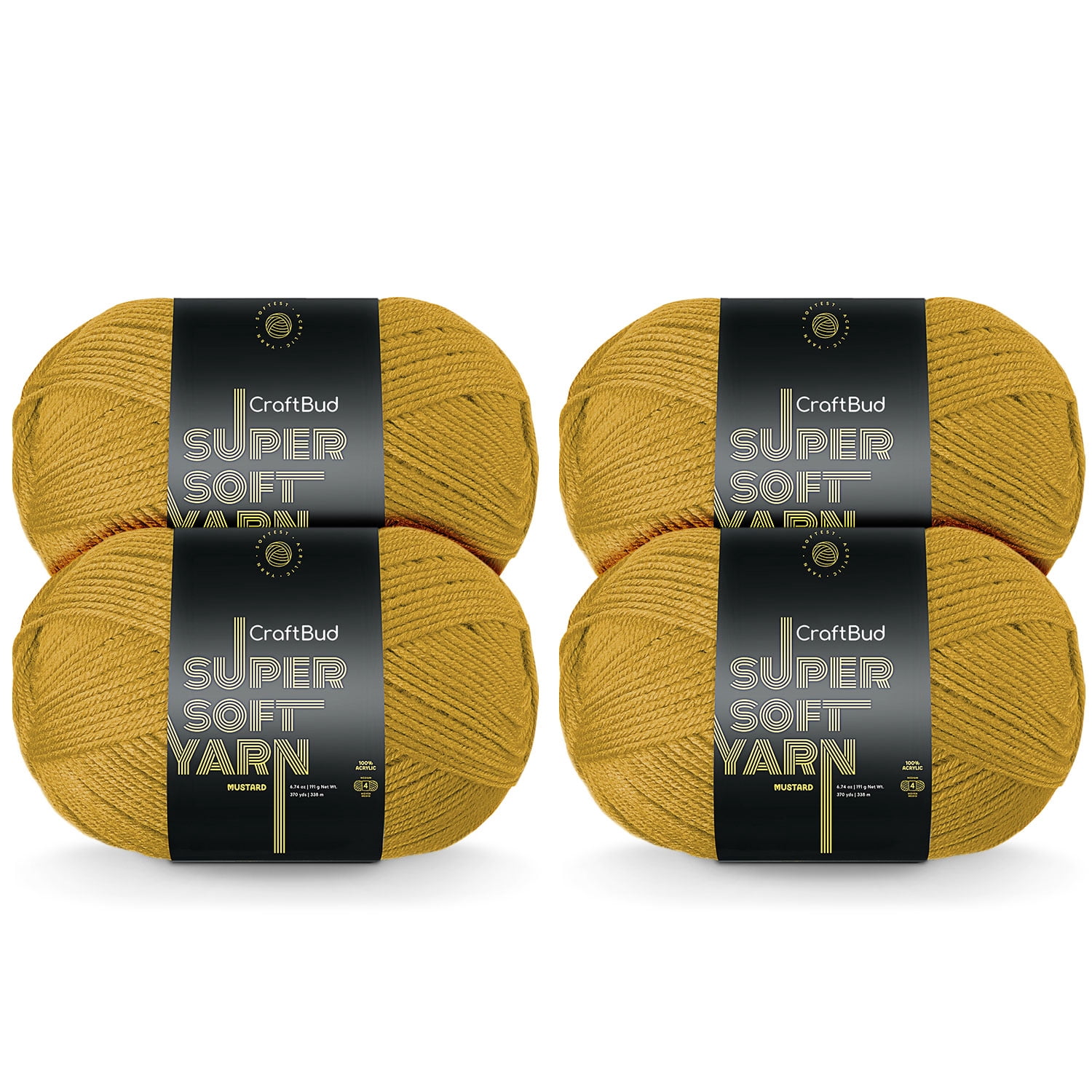 (4 pack) Craftbud Acrylic Yarn For Crocheting And Knitting, (370 Yards ...