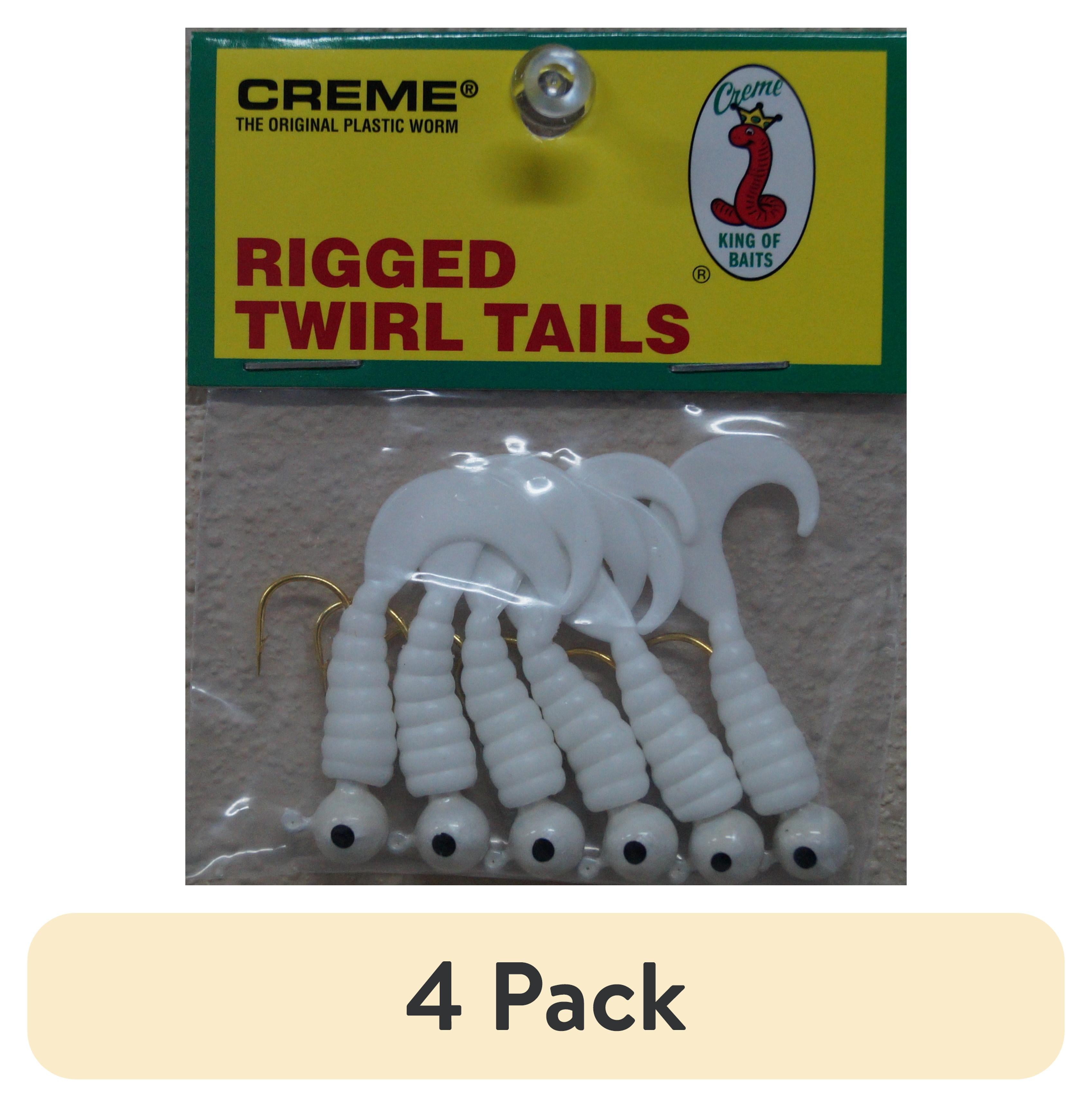Creme Lure 2 Inch Rigged Twirl Tail Lure White 1/16 oz 6 Count Fishing ...