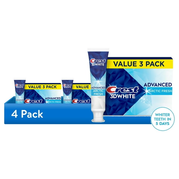 (4 pack) Crest 3DWhite Advanced, Arctic Fresh, 3.3 oz, Pack of 3 ...