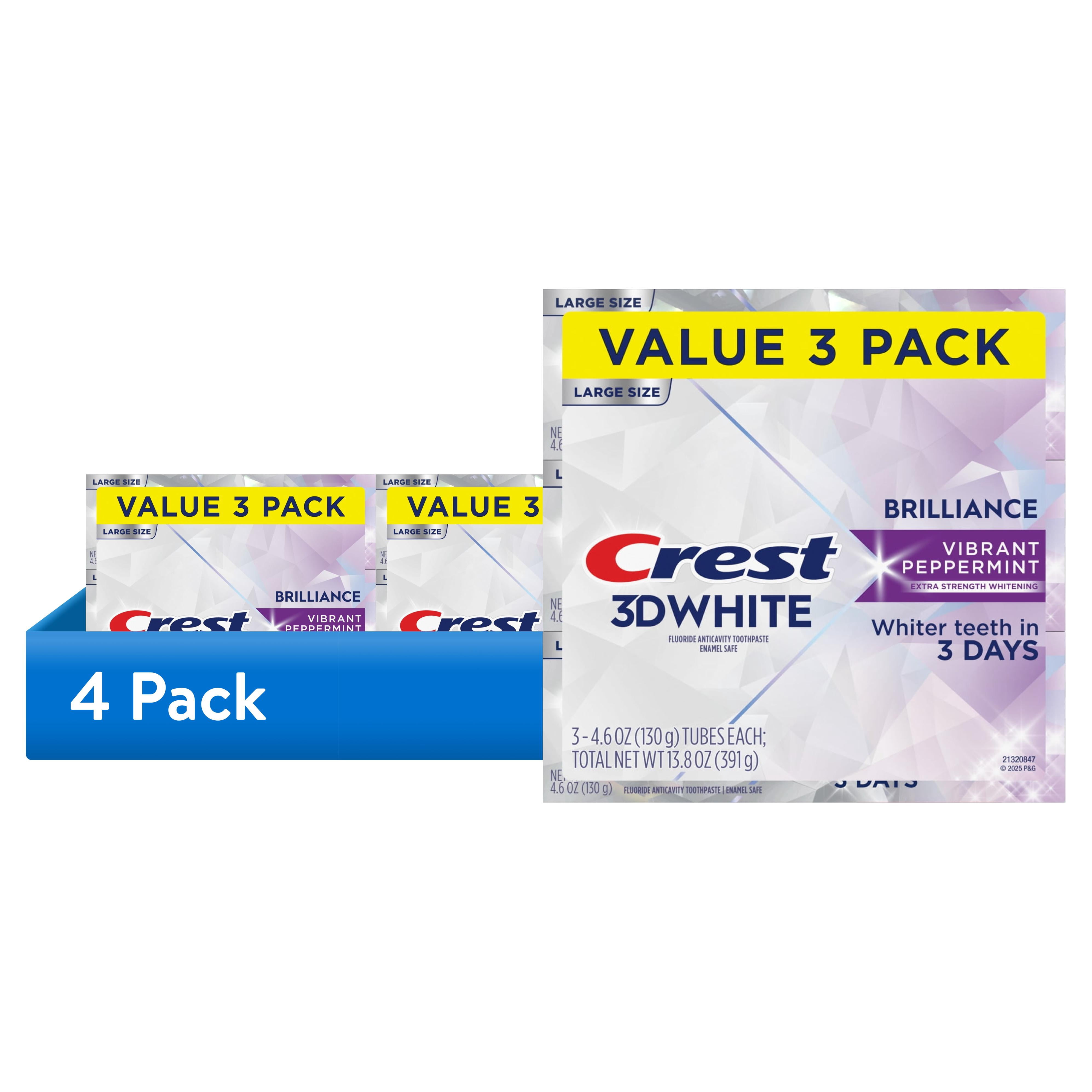 (4 pack) Crest 3D White Brilliance Vibrant Peppermint Teeth Whitening ...