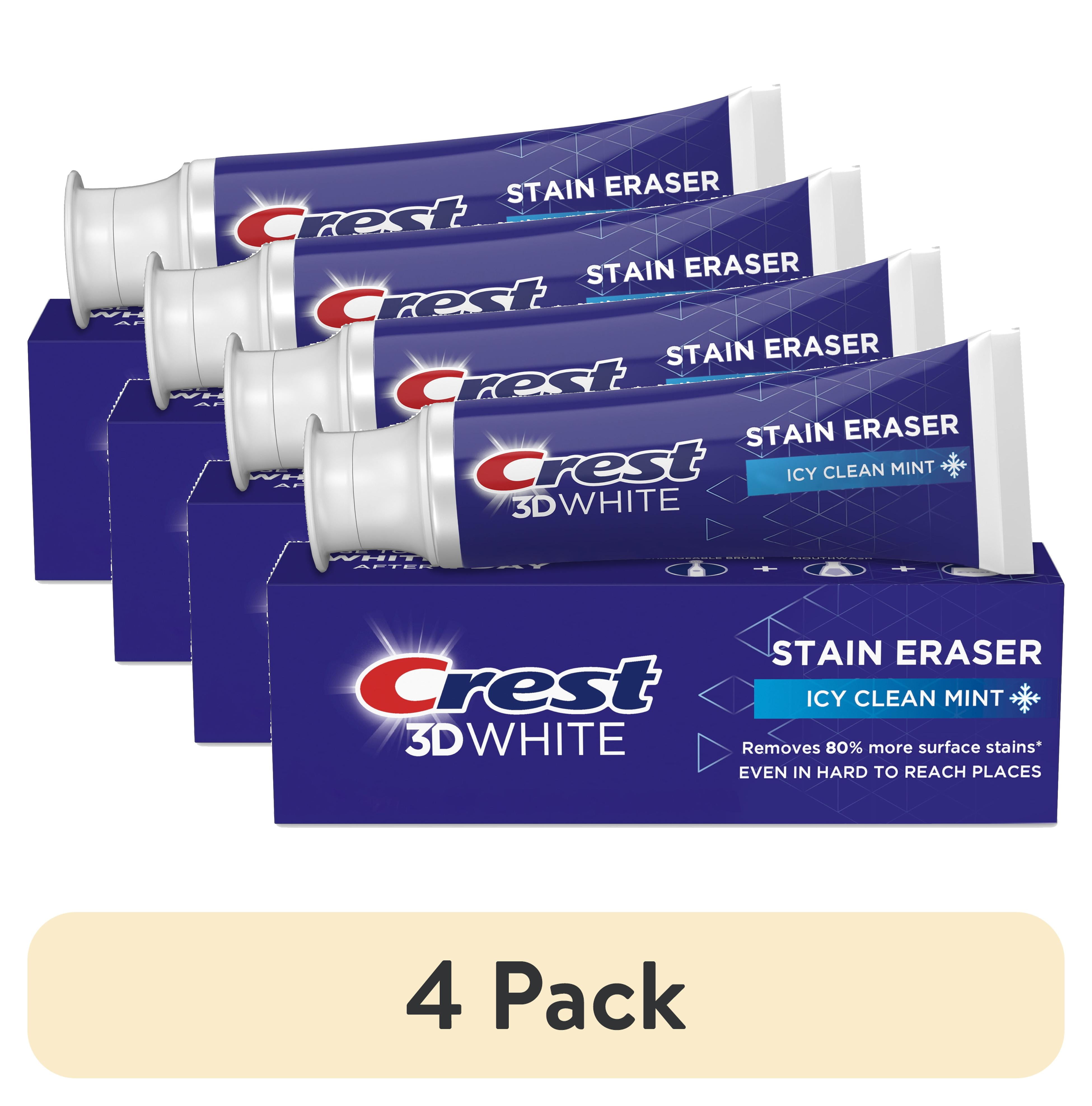 (4 pack) Crest 3D White Stain Eraser Teeth Whitening Toothpaste, Icy ...