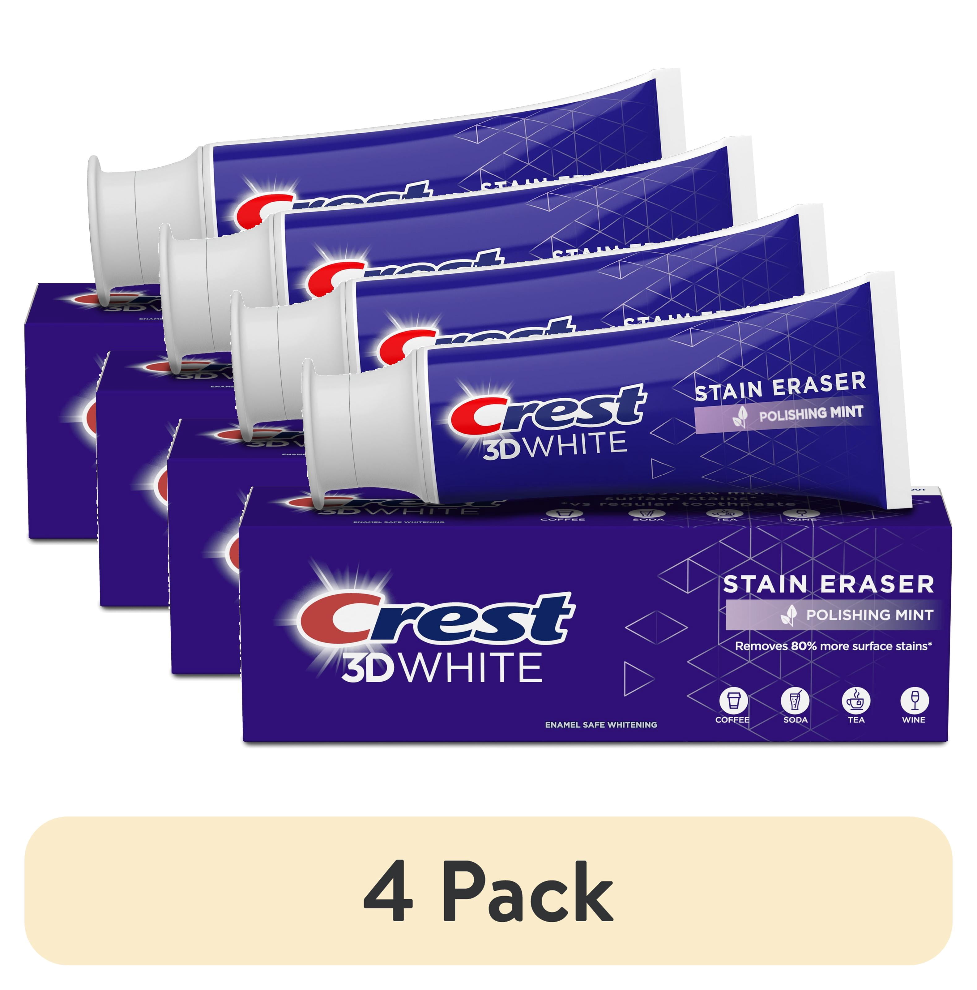 (4 pack) Crest 3D White Stain Ersr Whitening Toothpste, Polishing Mint ...