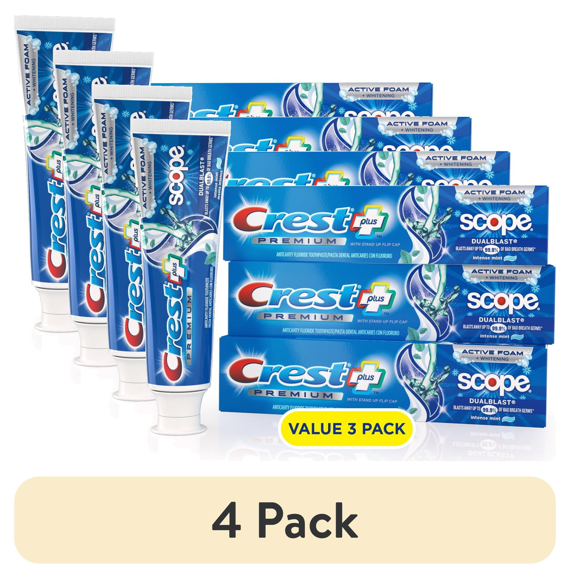 (12 pack) Crest Premium Plus Scope Dual Blast Toothpaste, Mint, 5.2 oz ...