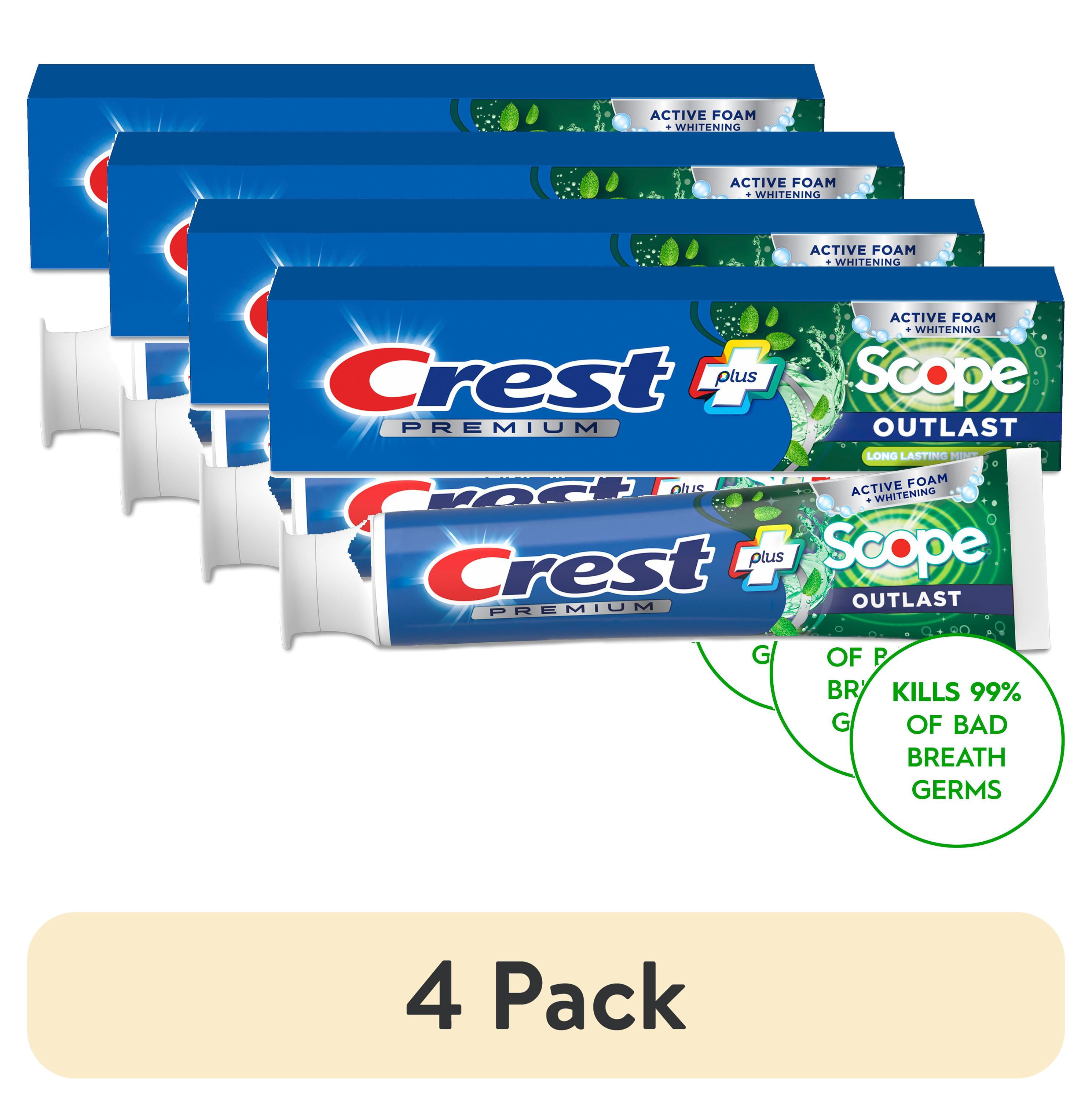 (4 pack) Crest Toothpaste, Premium Plus Scope Outlast Toothpaste, Long ...