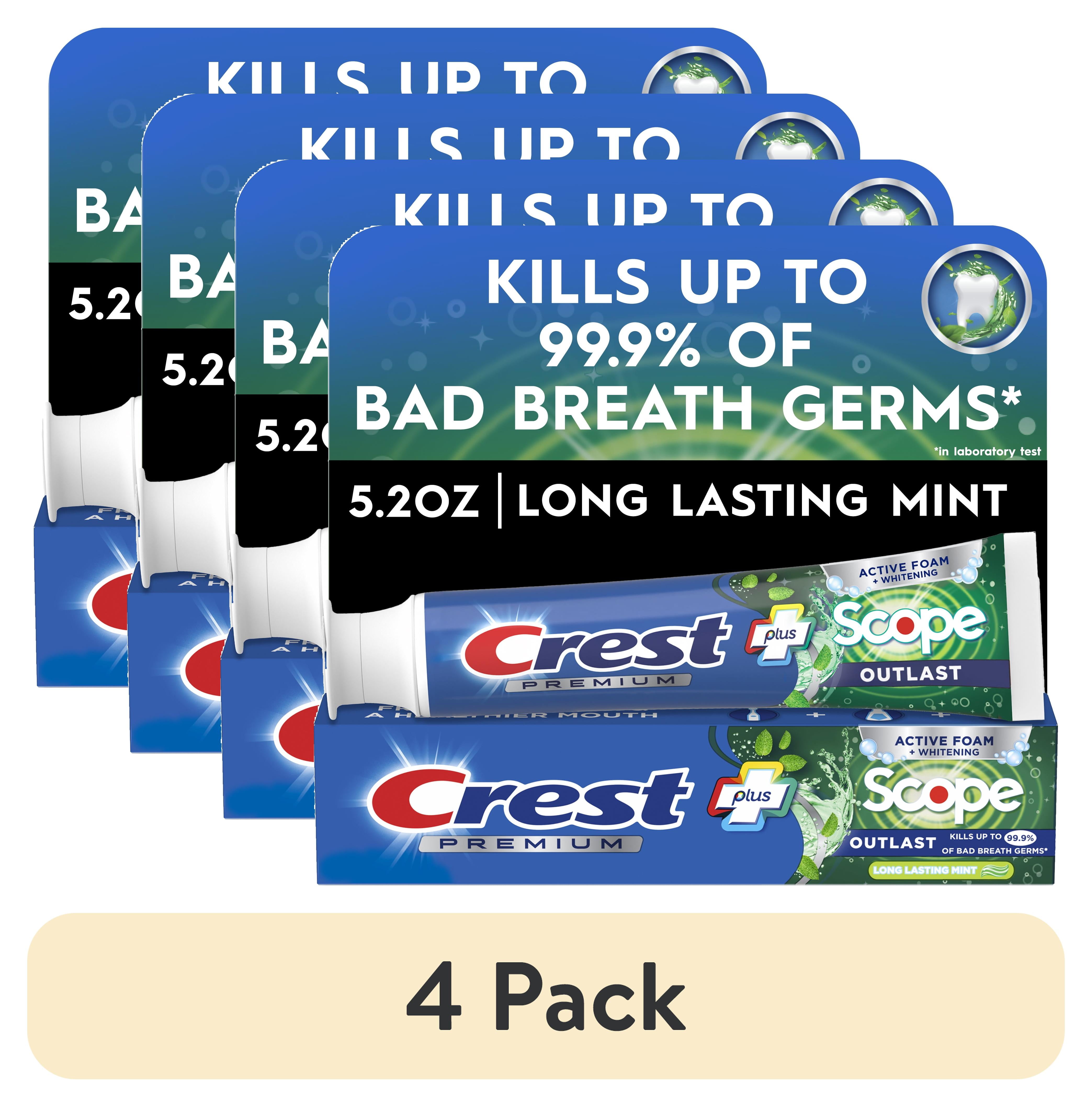 (4 pack) Crest Premium Plus Scope Outlast Toothpaste, Long Lasting Mint ...
