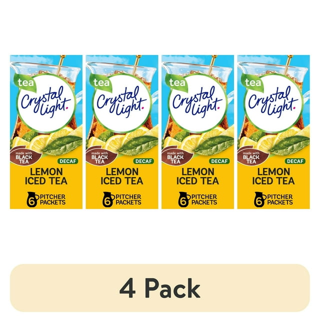 (4 pack) Crystal Light Decaf Lemon Iced Tea Sugar Free Drink Mix, 6 ct ...