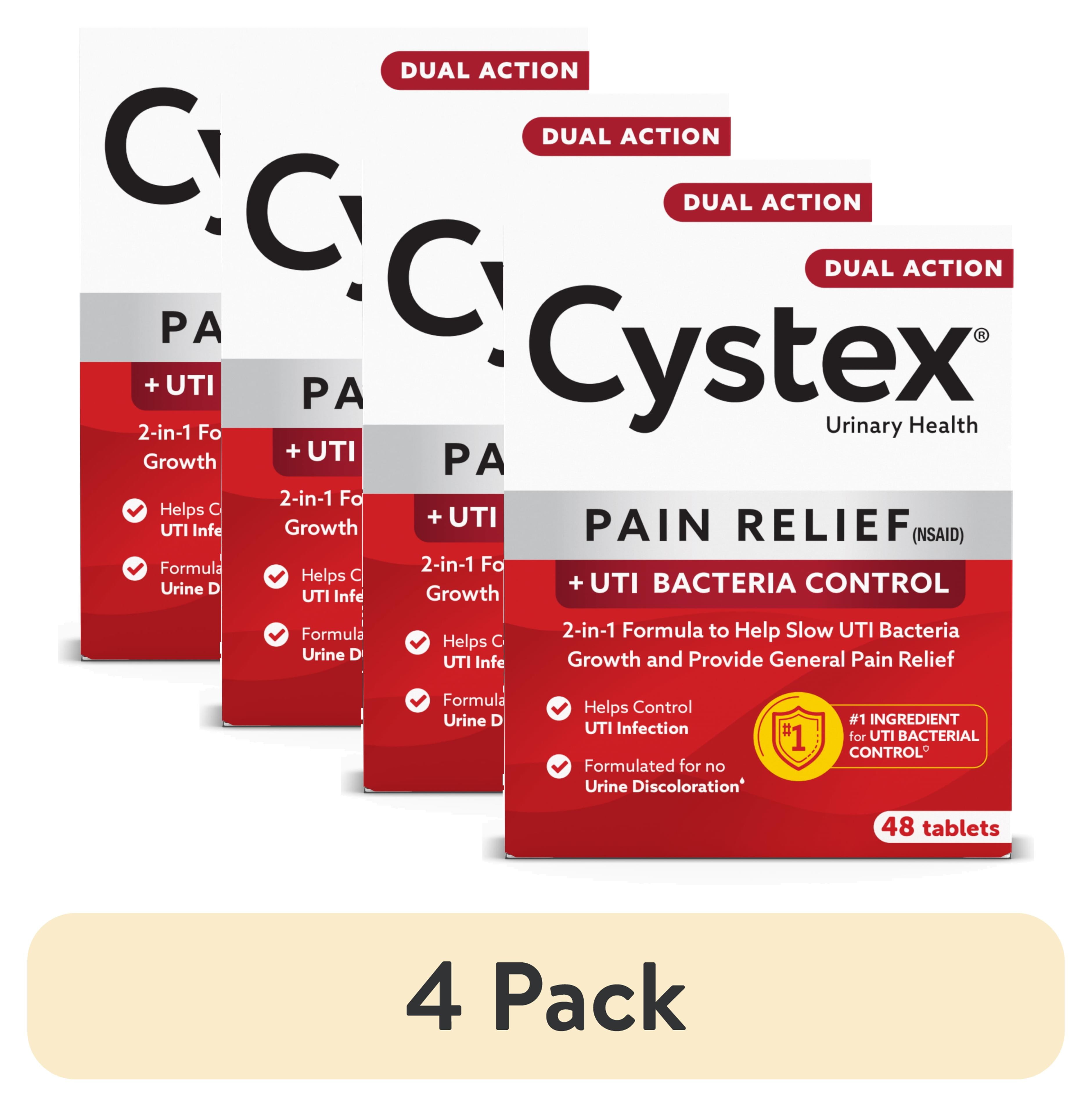 (4 pack) Cystex Dual Action Relief, Helps Slow UTI Bacteria Growth ...