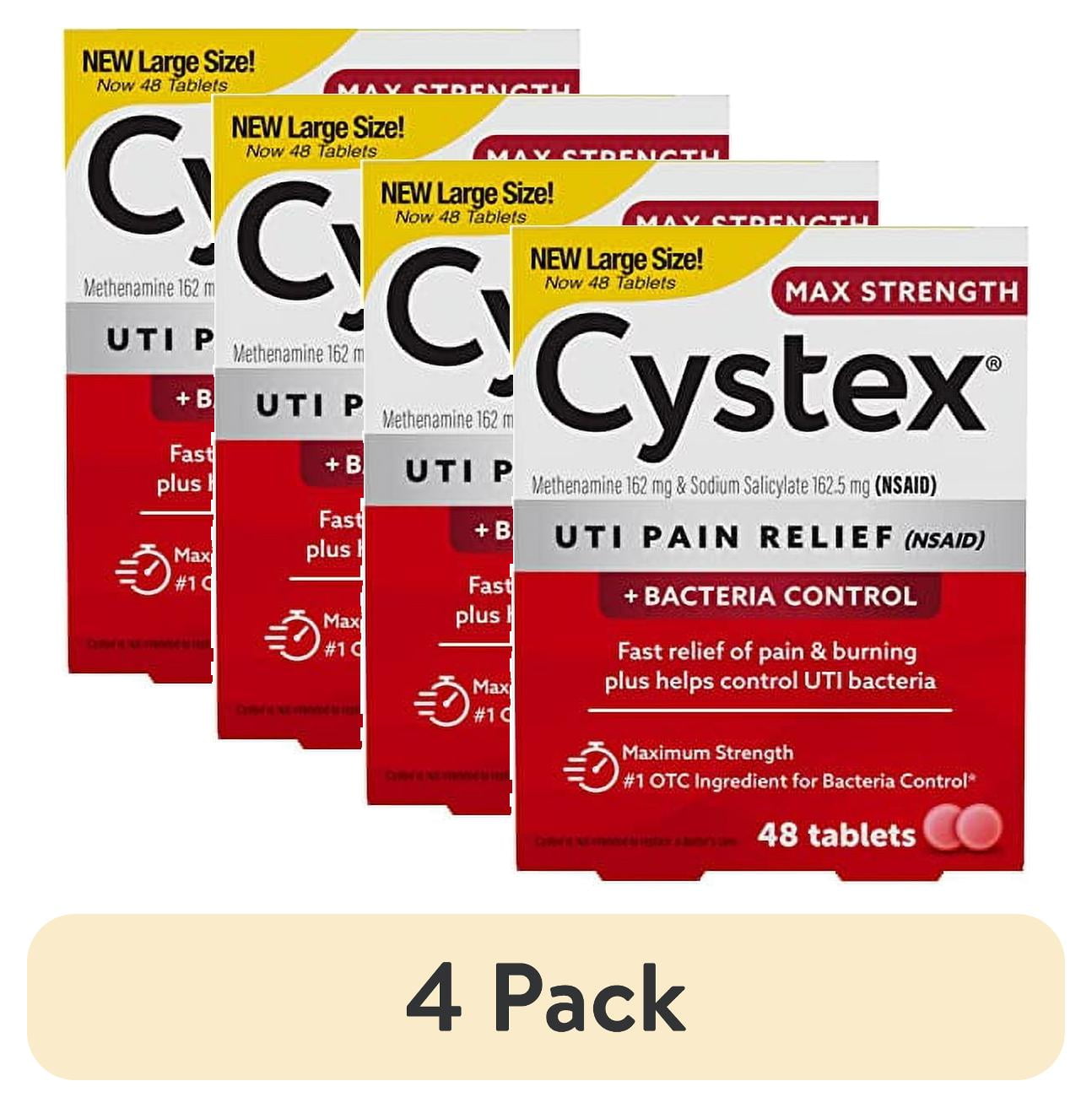 (4 pack) Cystex UTI Pain Relief, Maximum Strength, Relieves Pain ...