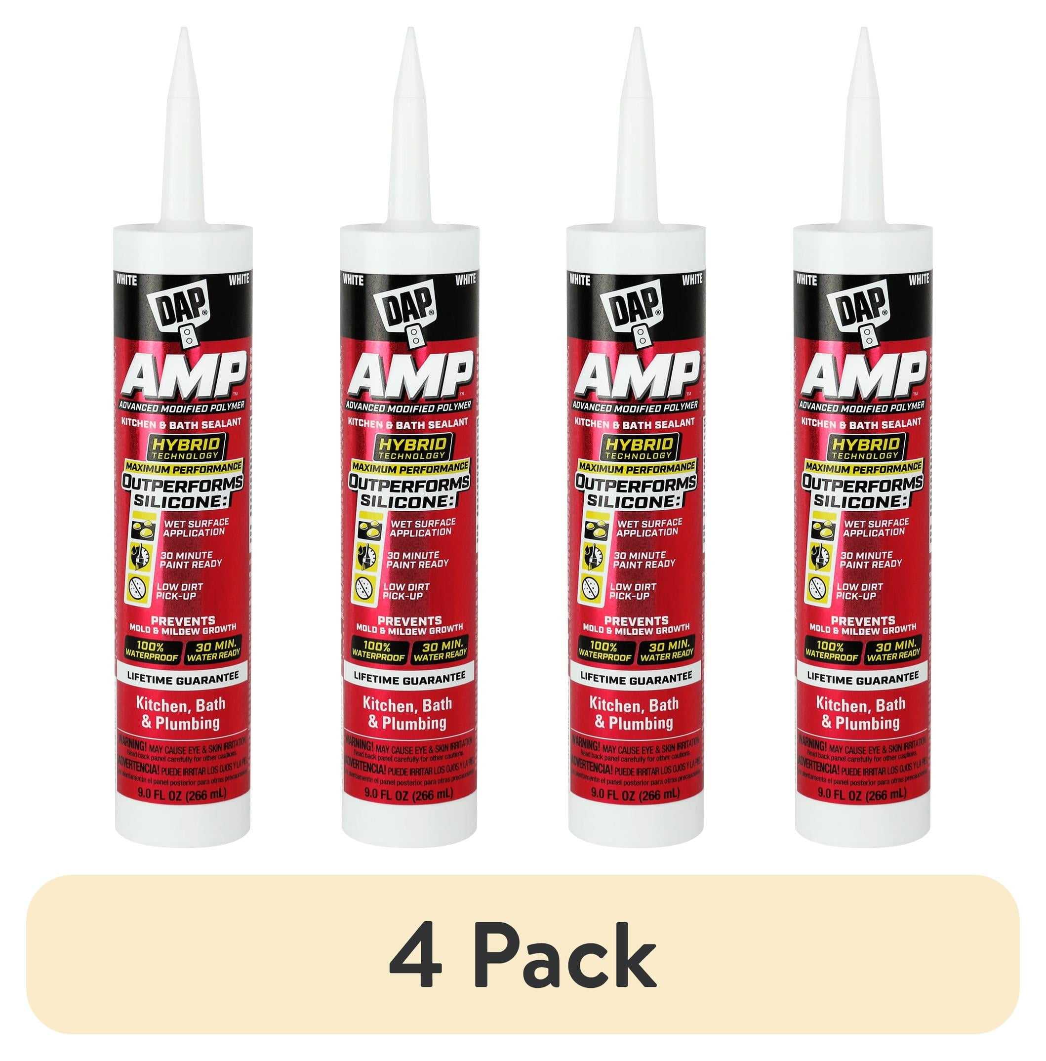 (4 pack) DAP AMP 9 oz White Kitchen and Bath Latex Sealant - Walmart.com