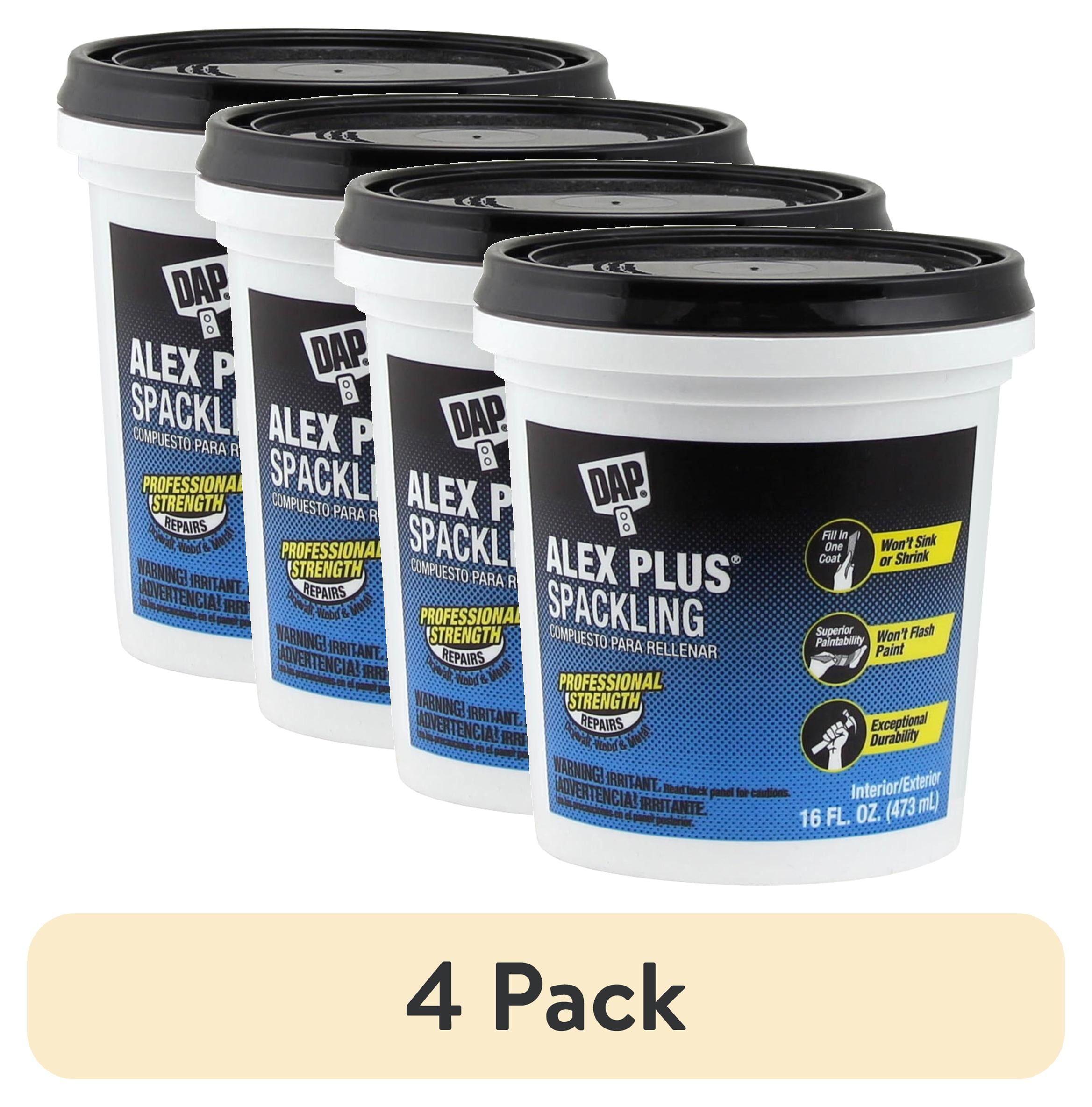 (4 pack) DAP Alex Plus 16 oz White Spackling Plaster - Walmart.com