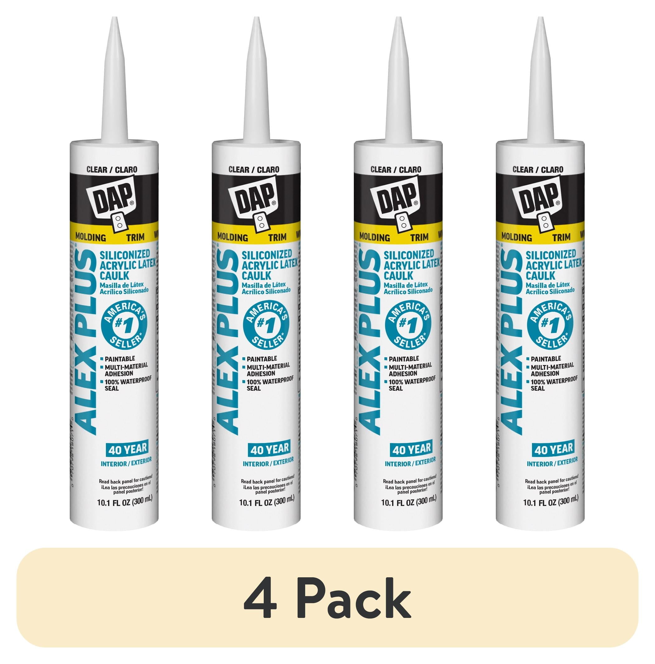 (4 pack) DAP Alex Plus 10.1 oz Clear All Purpose Acrylic Latex Caulk ...