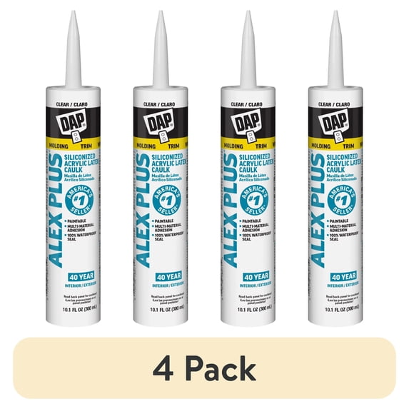 (4 pack) DAP Alex Plus 10.1 oz Clear All Purpose Acrylic Latex Caulk ...
