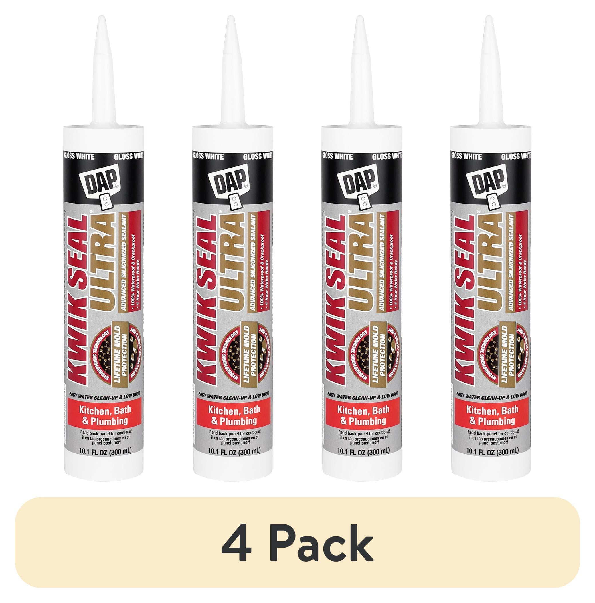 (4 pack) DAP Kwik Seal Ultra 10.1 oz White Silicone Kitchen and Bath ...