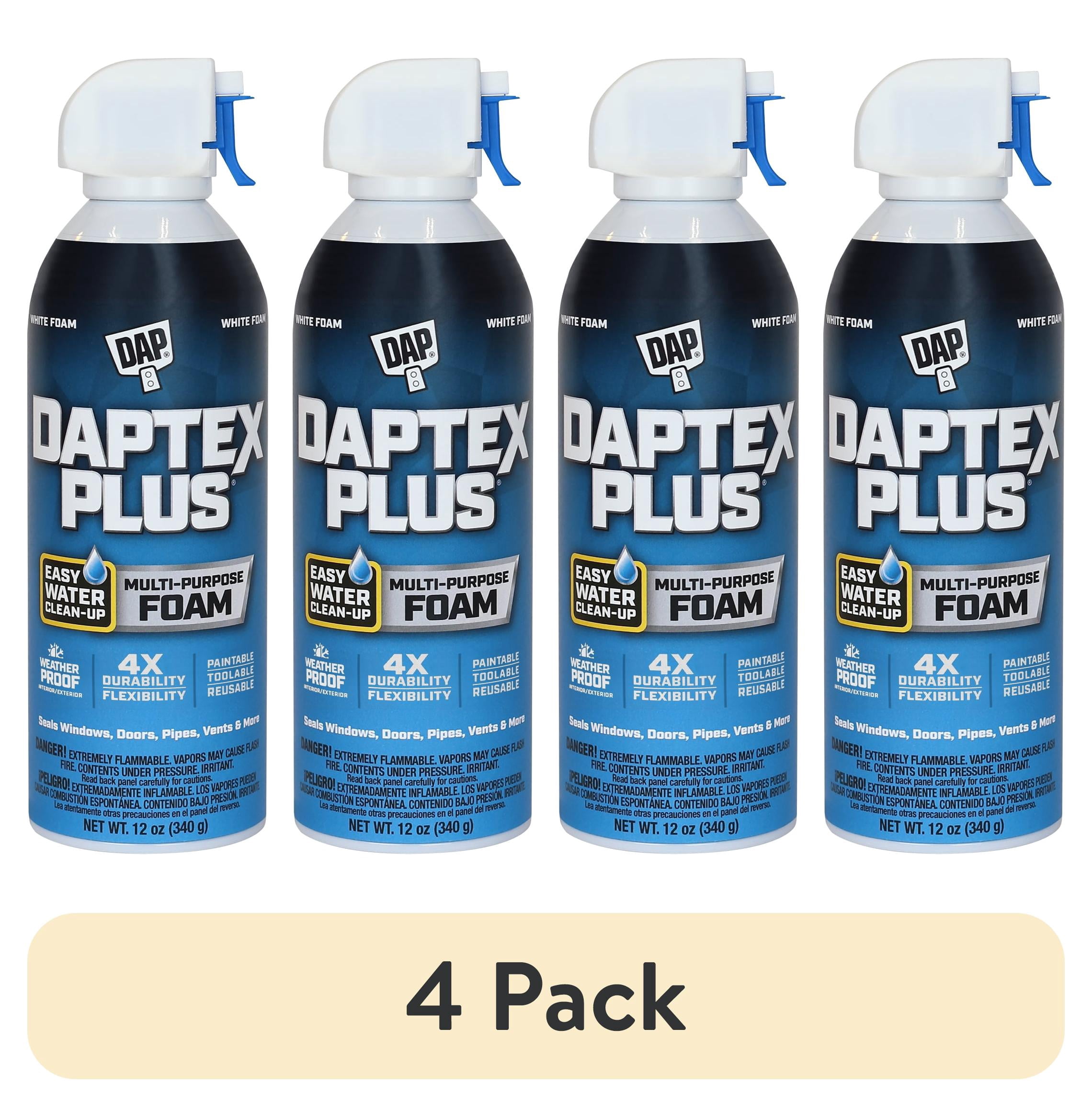 (4 pack) DAP DAPtex Plus 12 oz White Multi-Purpose Latex Foam Sealant ...