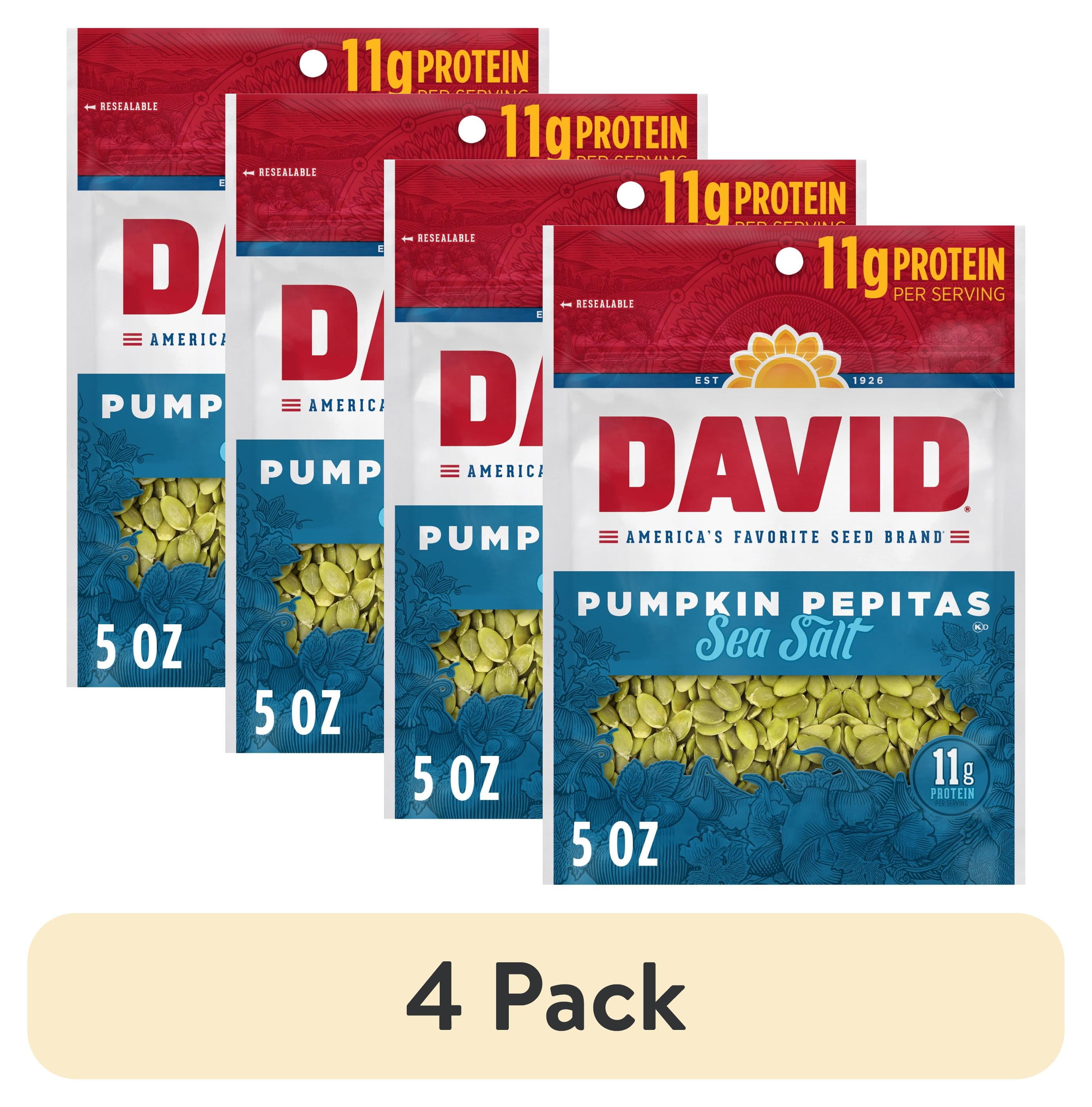(4 pack) DAVID Sea Salt Pumpkin Pepitas, Salted Pumpkin Seed Kernels, 5 ...