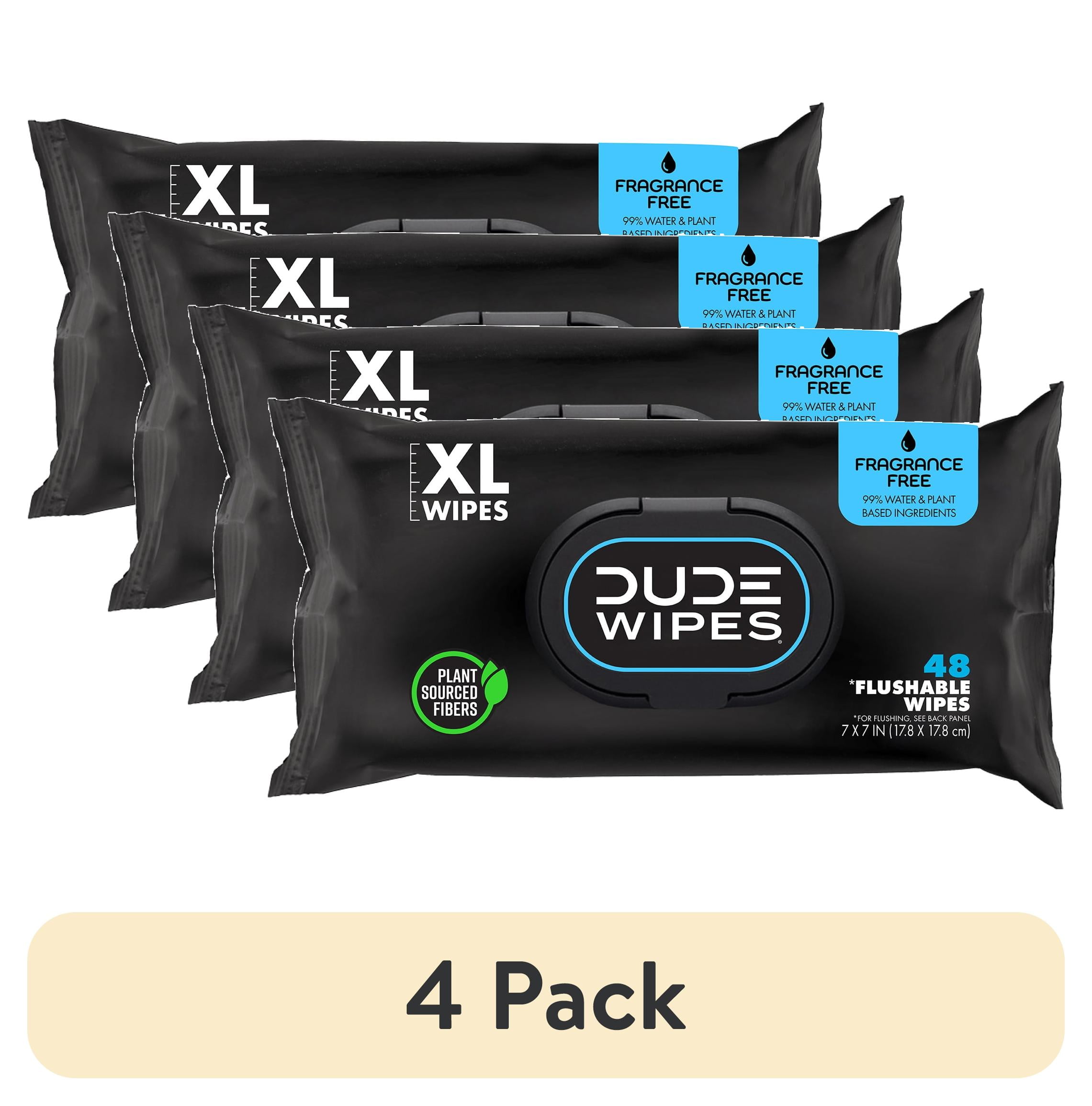 (4 pack) DUDE Wipes Flushable Wet Wipes, Unscented, 1 Pack, 48 Total ...