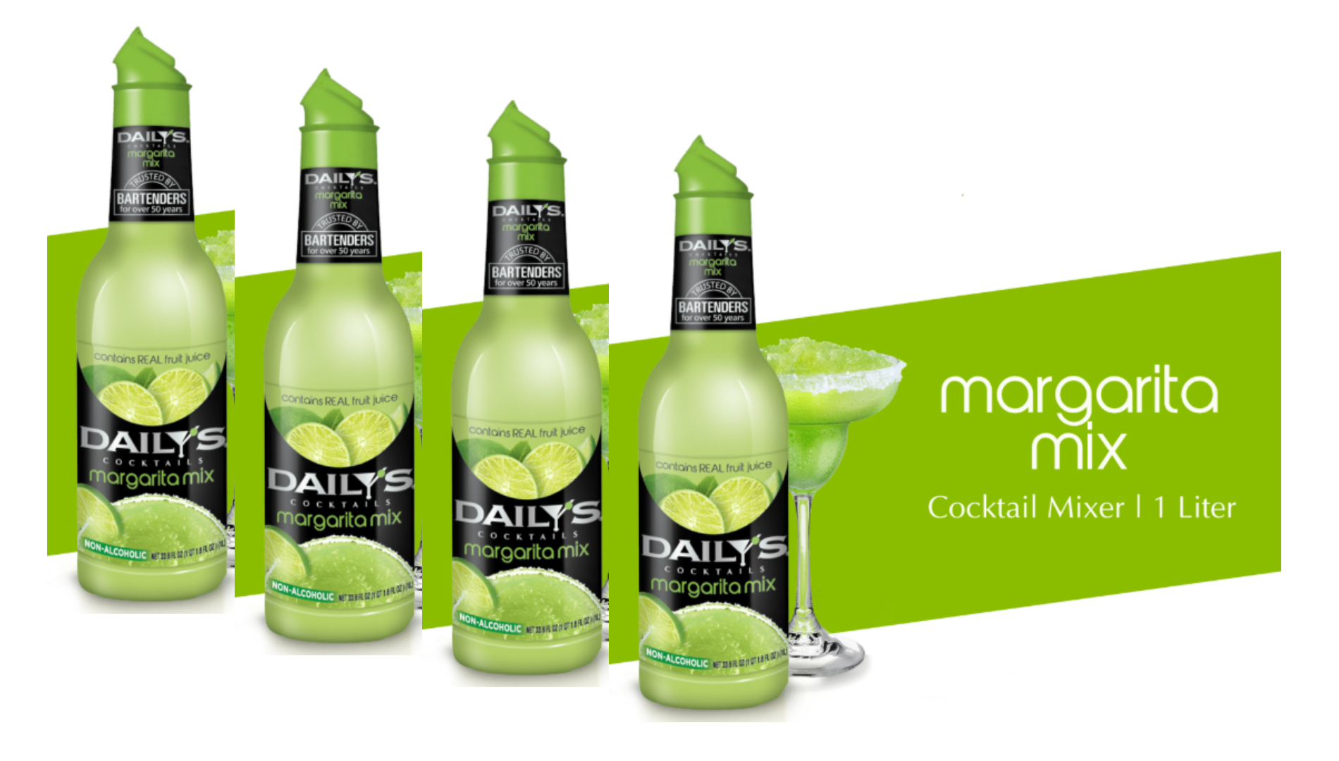 (4 pack) Daily's Cocktails Margarita Cocktail Mixers, 1 Liter Bottle ...