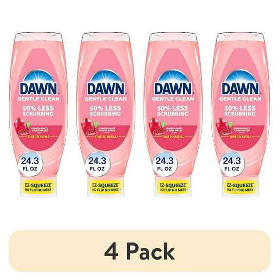 (4 pack) Dawn Gentle Clean EZ-Squeeze Dish Soap, Dishwashing Liquid ...
