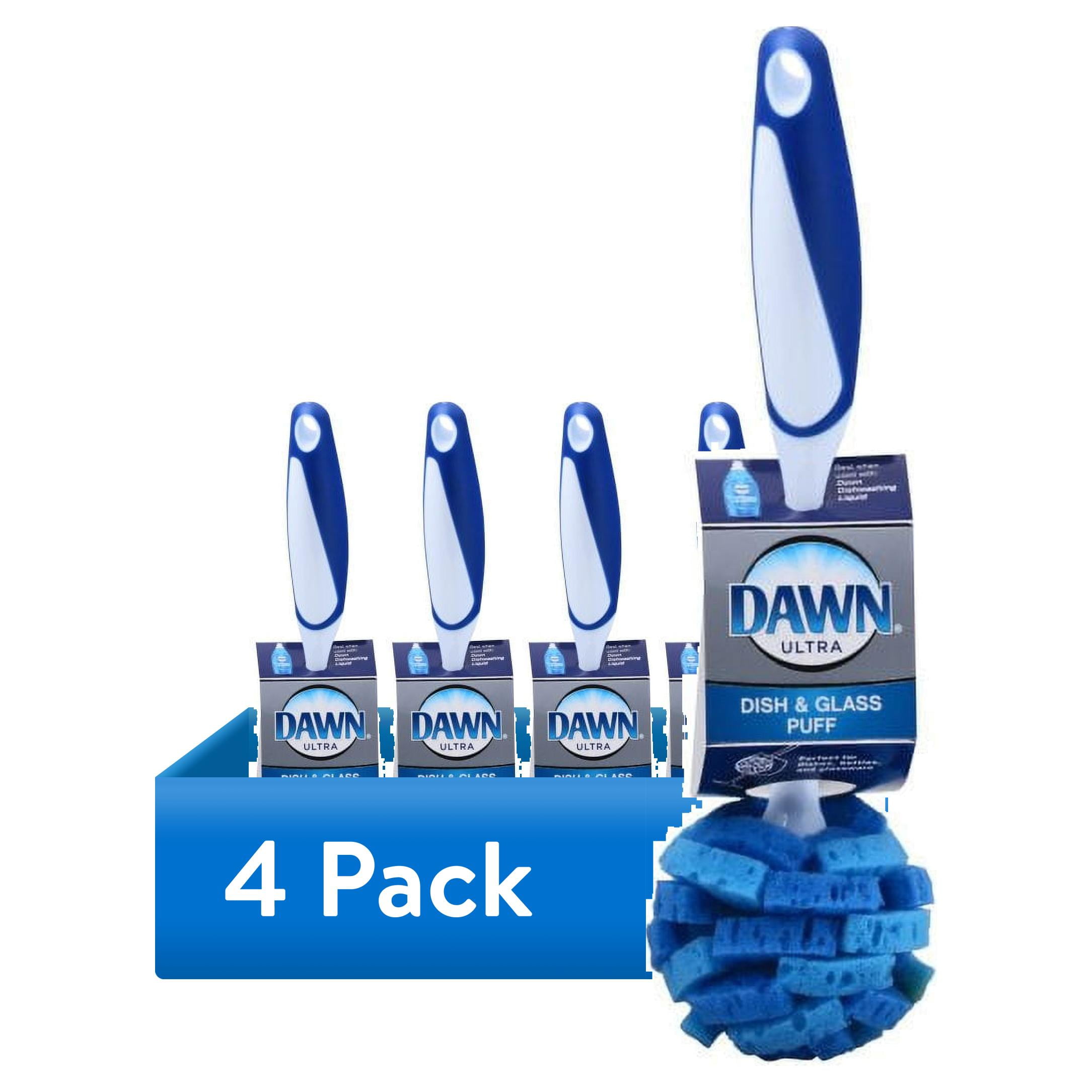 (4 pack) Dawn Ultra 11" Puff Glassware and Dish Cleaning Brush Wand ...