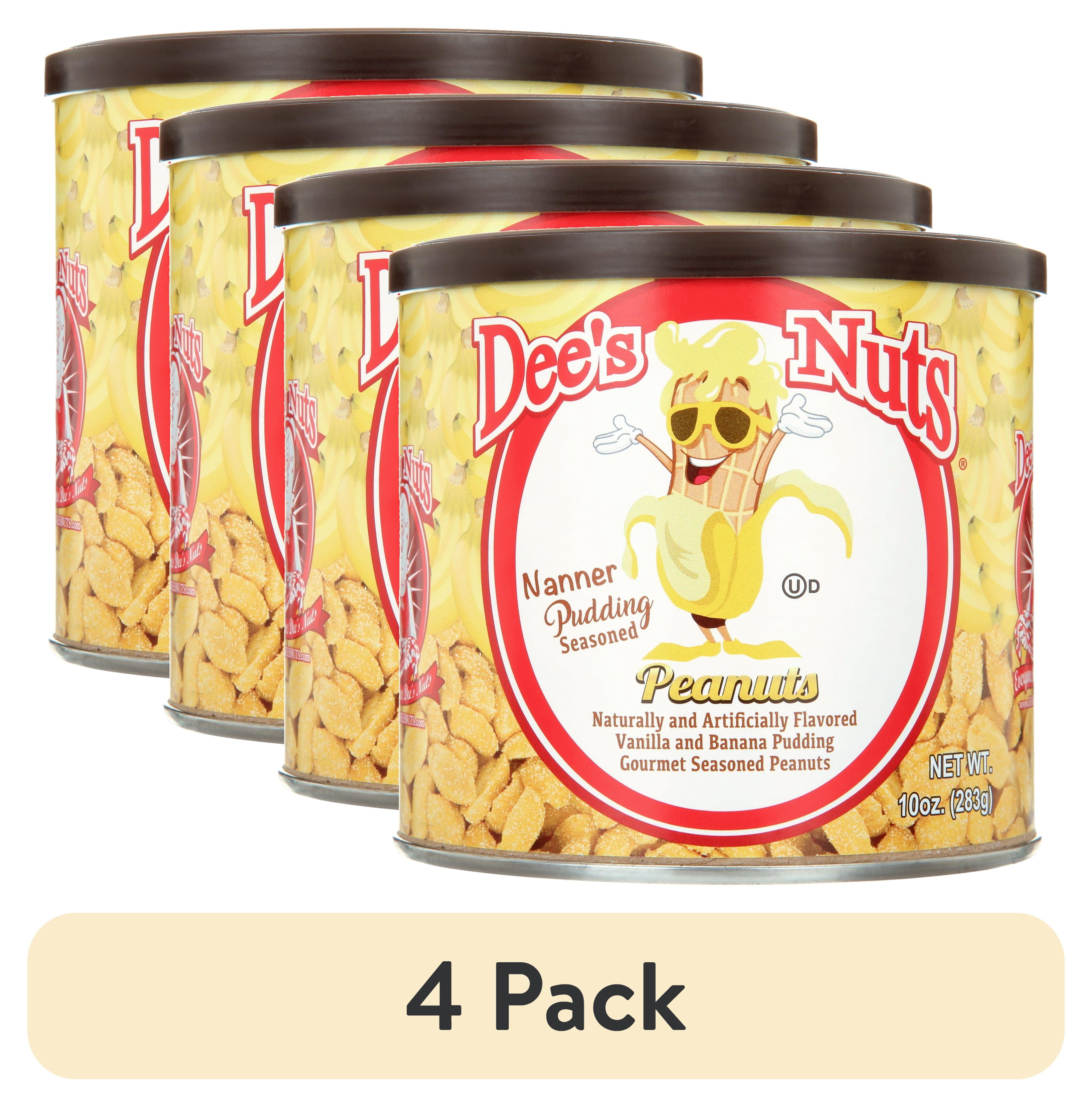 (4 pack) Dee's Nuts Peanuts, Banana Pudding Flavor, 10 oz. Canister - Walmart.com
