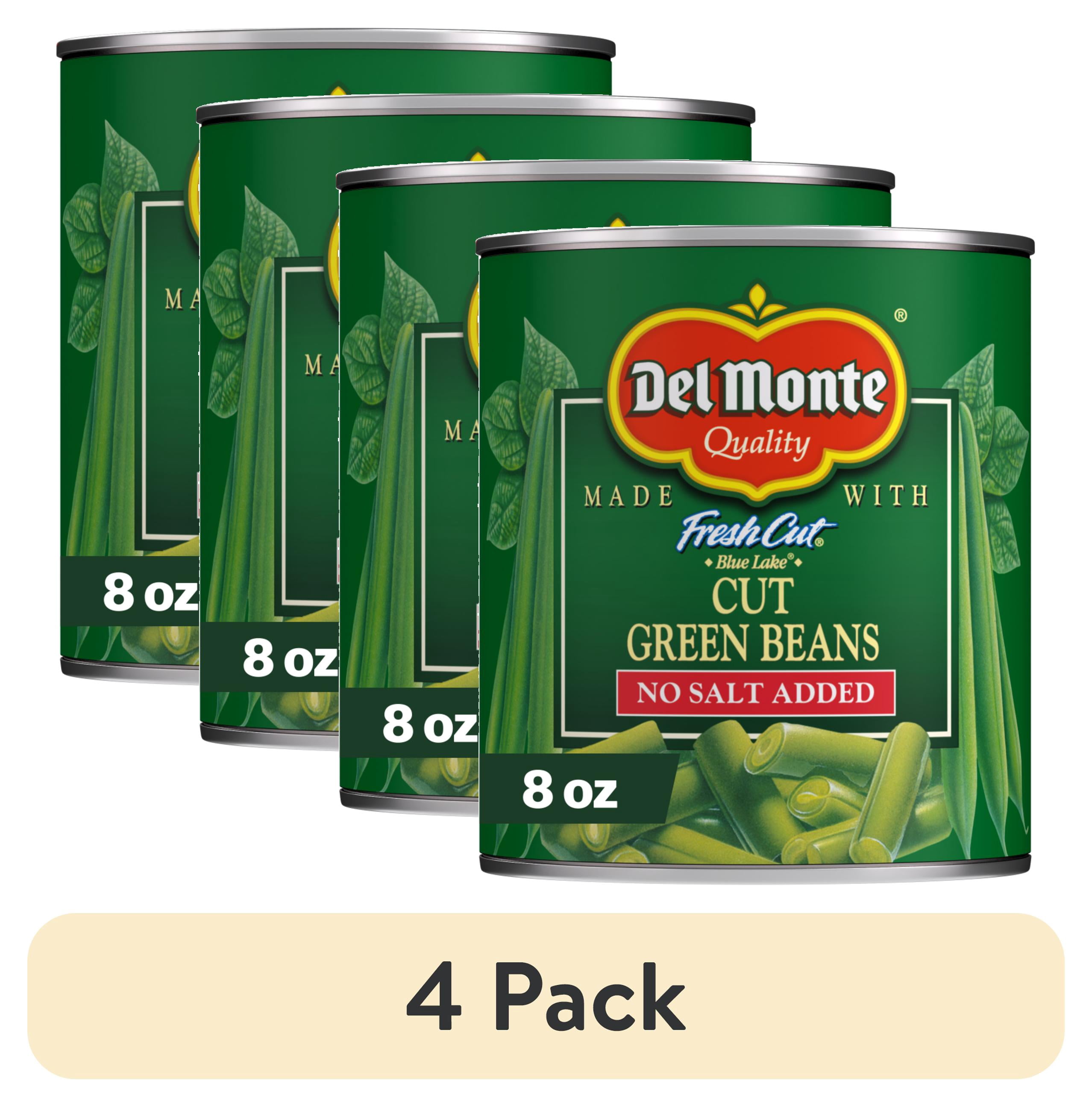 (4 pack) Del Monte Blue Lake No Salt Added Cut Green Beans, 8 oz Can ...