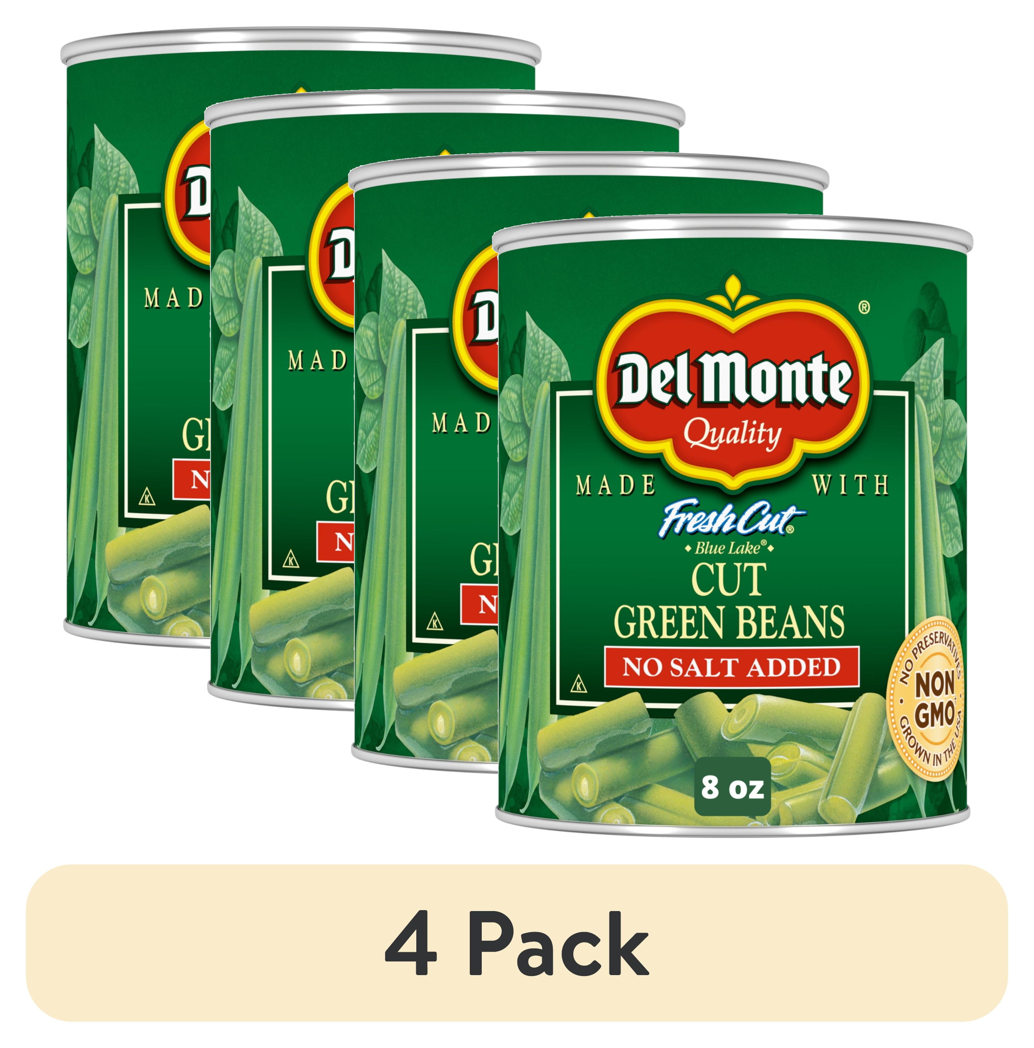 (4 pack) Del Monte Blue Lake No Salt Added Cut Green Beans,Canned ...