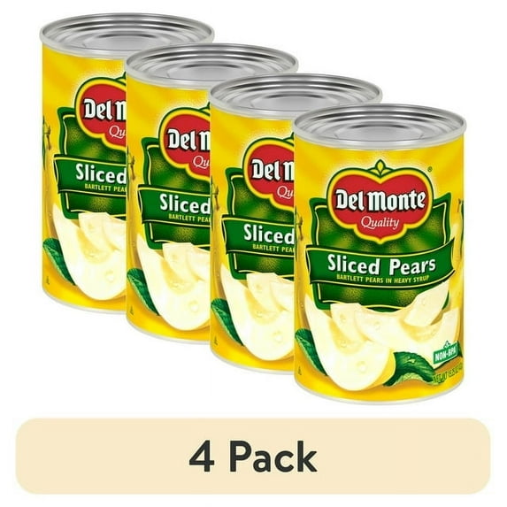 (4 pack) Del Monte Sliced Bartlett Pears in Heavy Syrup, Canned Fruit ...