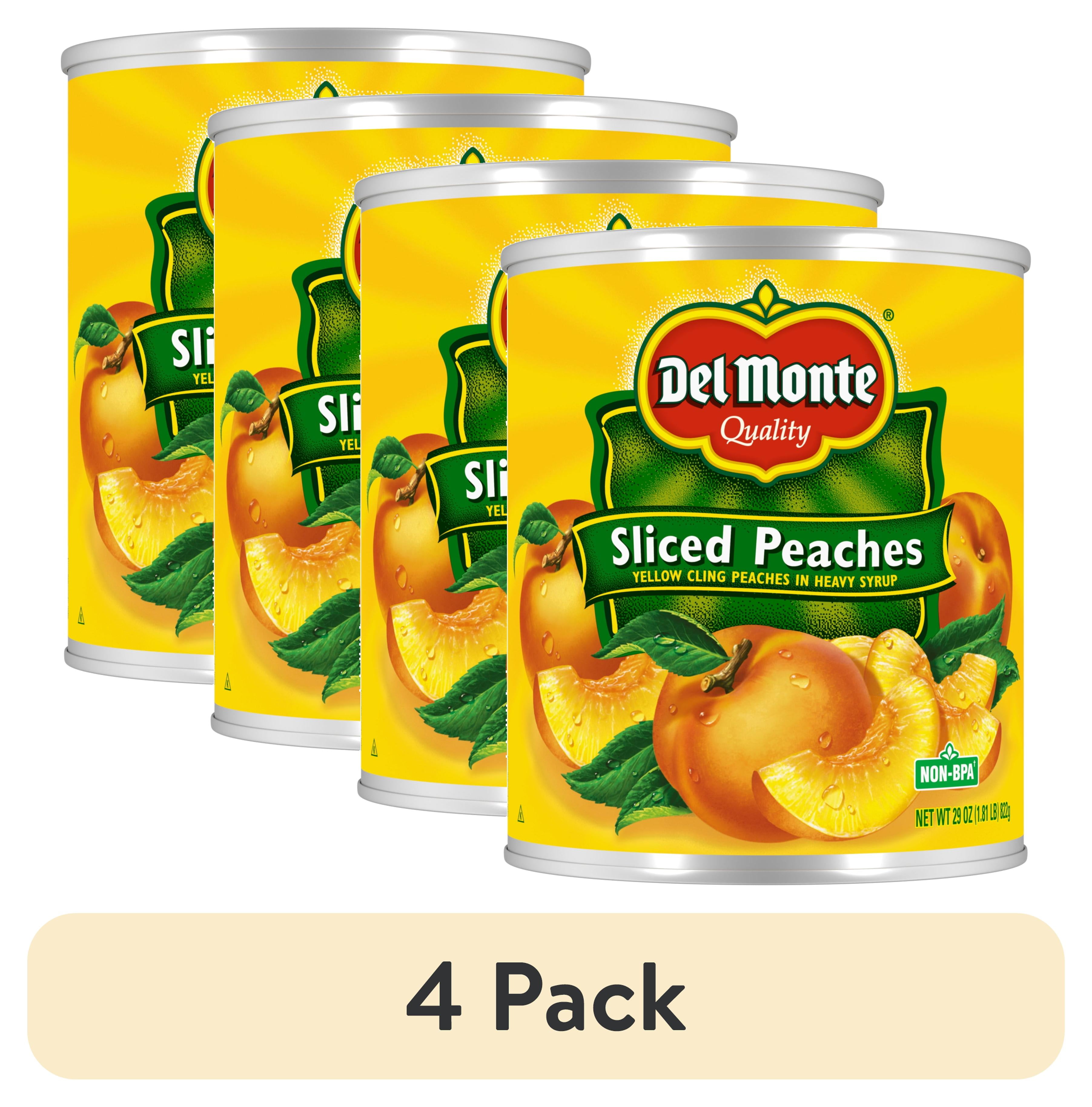 (4 pack) Del Monte Sliced Peaches in Heavy Syrup, Canned Fruit, 29 oz ...