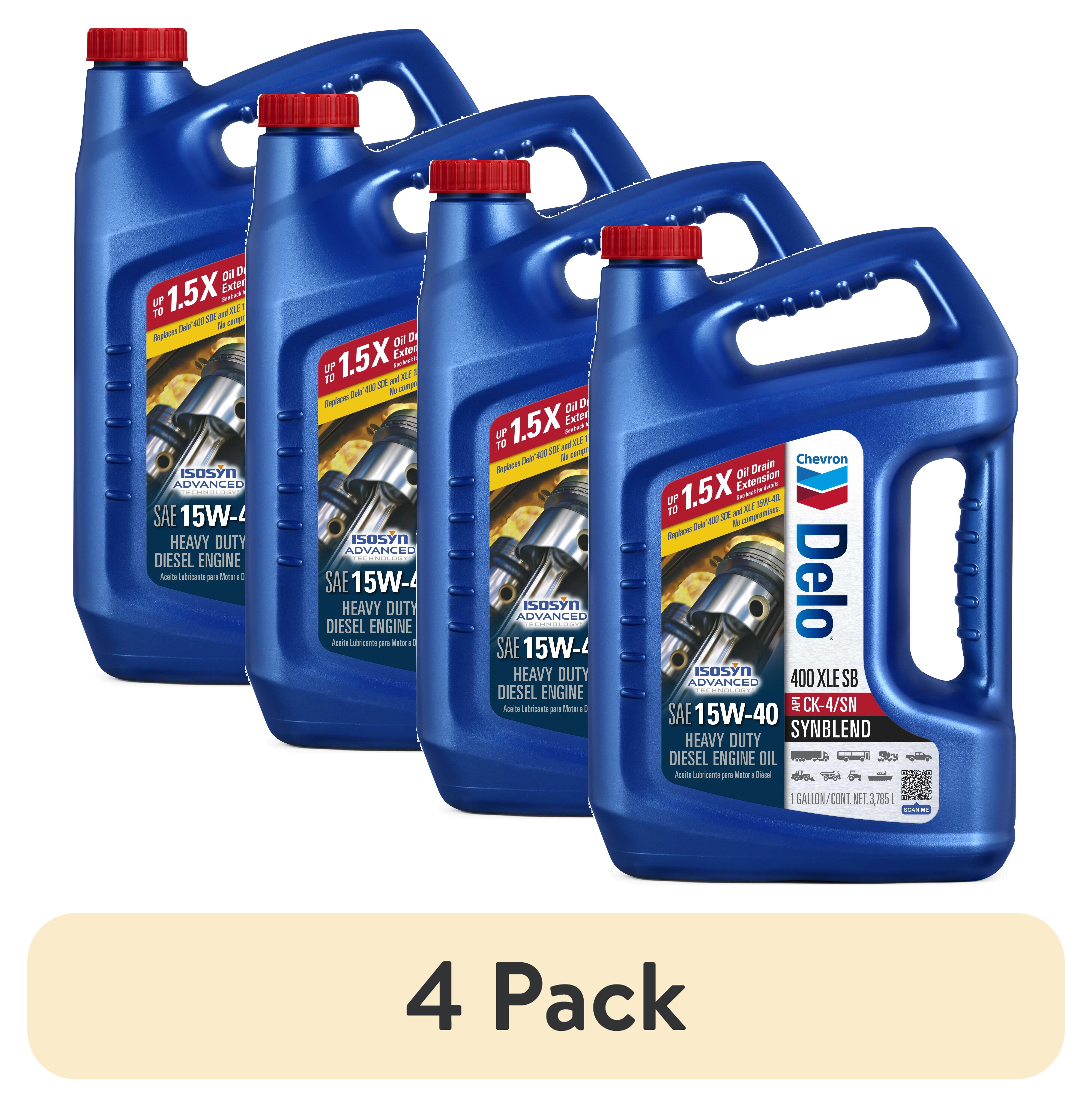 (4 pack) Delo 400 XLE SB Synthetic Blend SAE 15W-40 Heavy-Duty Diesel Motor Oil 1 Gallon ...
