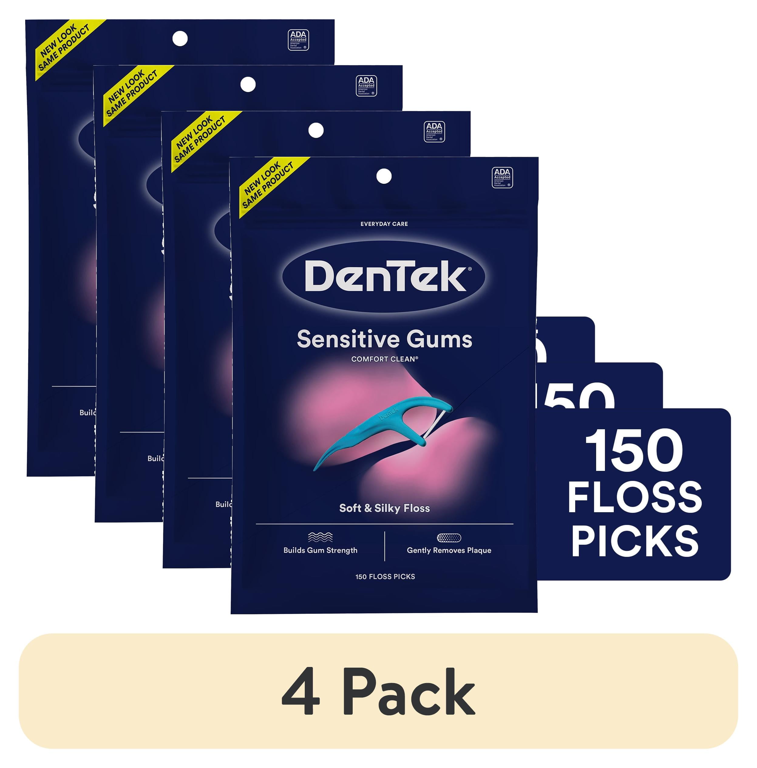 (4 pack) DenTek Comfort Clean Sensitive Gums Floss Picks, Soft & Silky ...