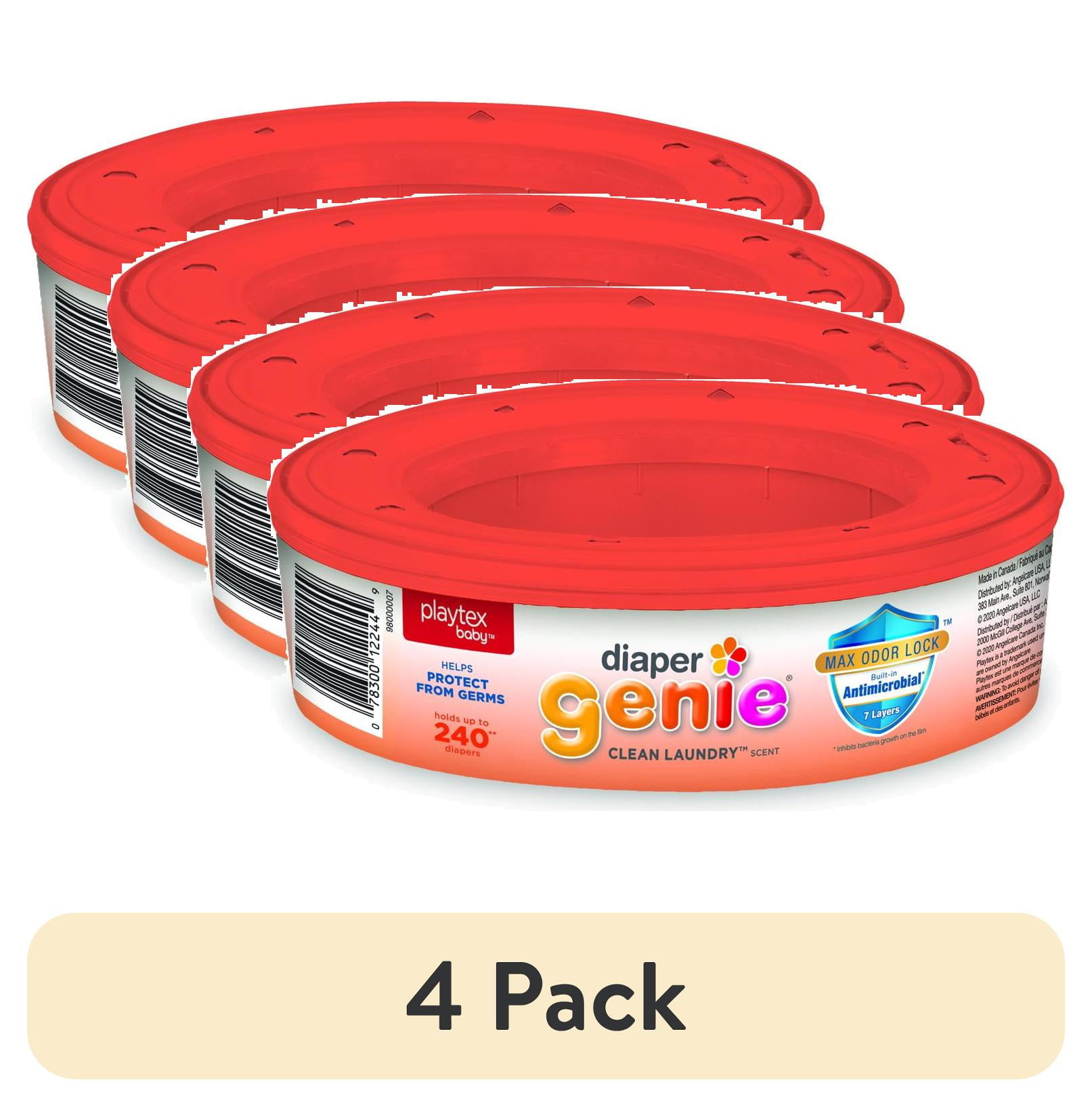 (4 pack) Diaper Genie Refill, Clean Laundry Scent, Max Odor Lock, 6.4m ...