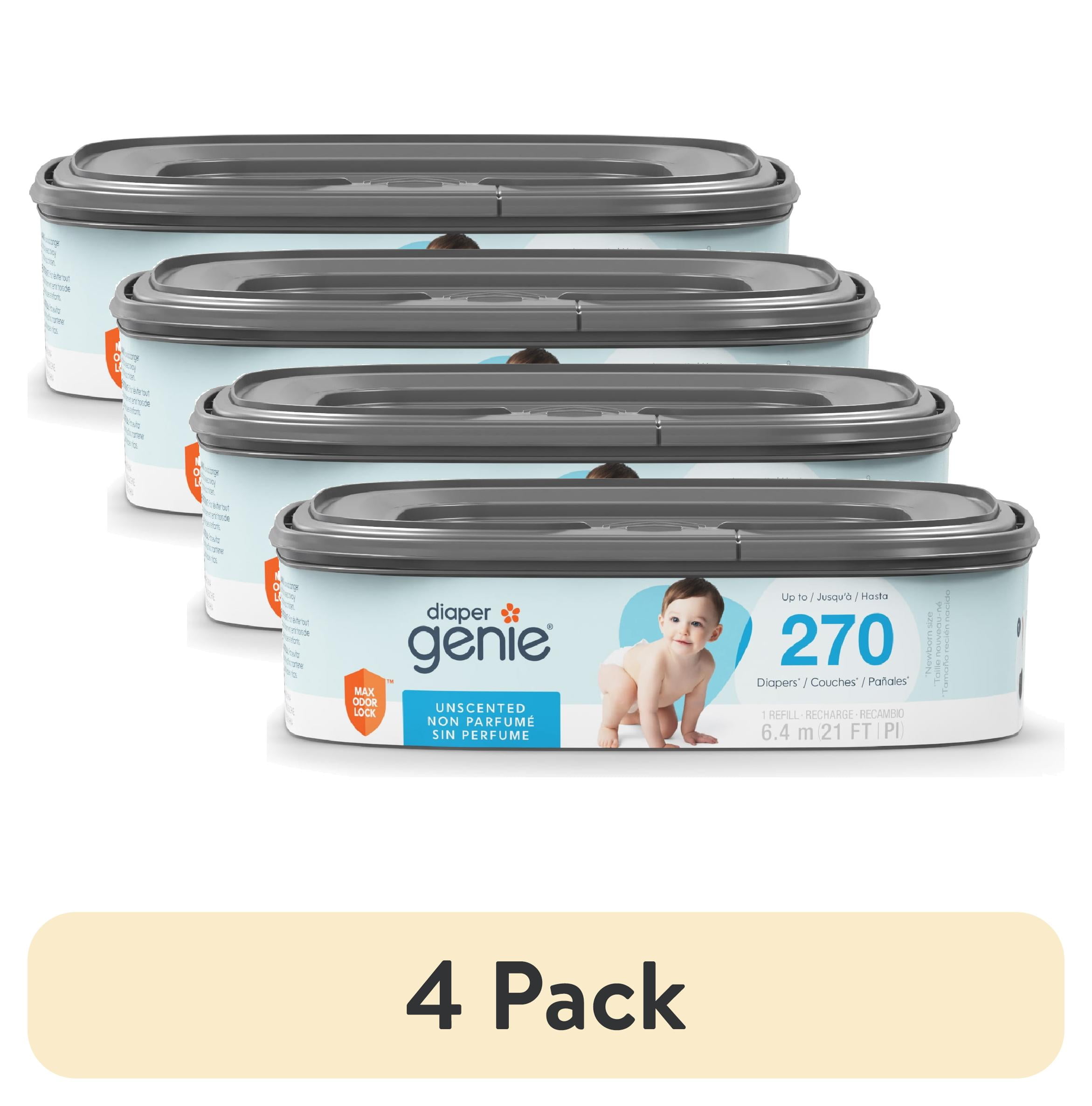 (4 pack) Diaper Genie Square Refill, Unscented, Holds up to 270 Newborn Diapers, Blue - Walmart.com