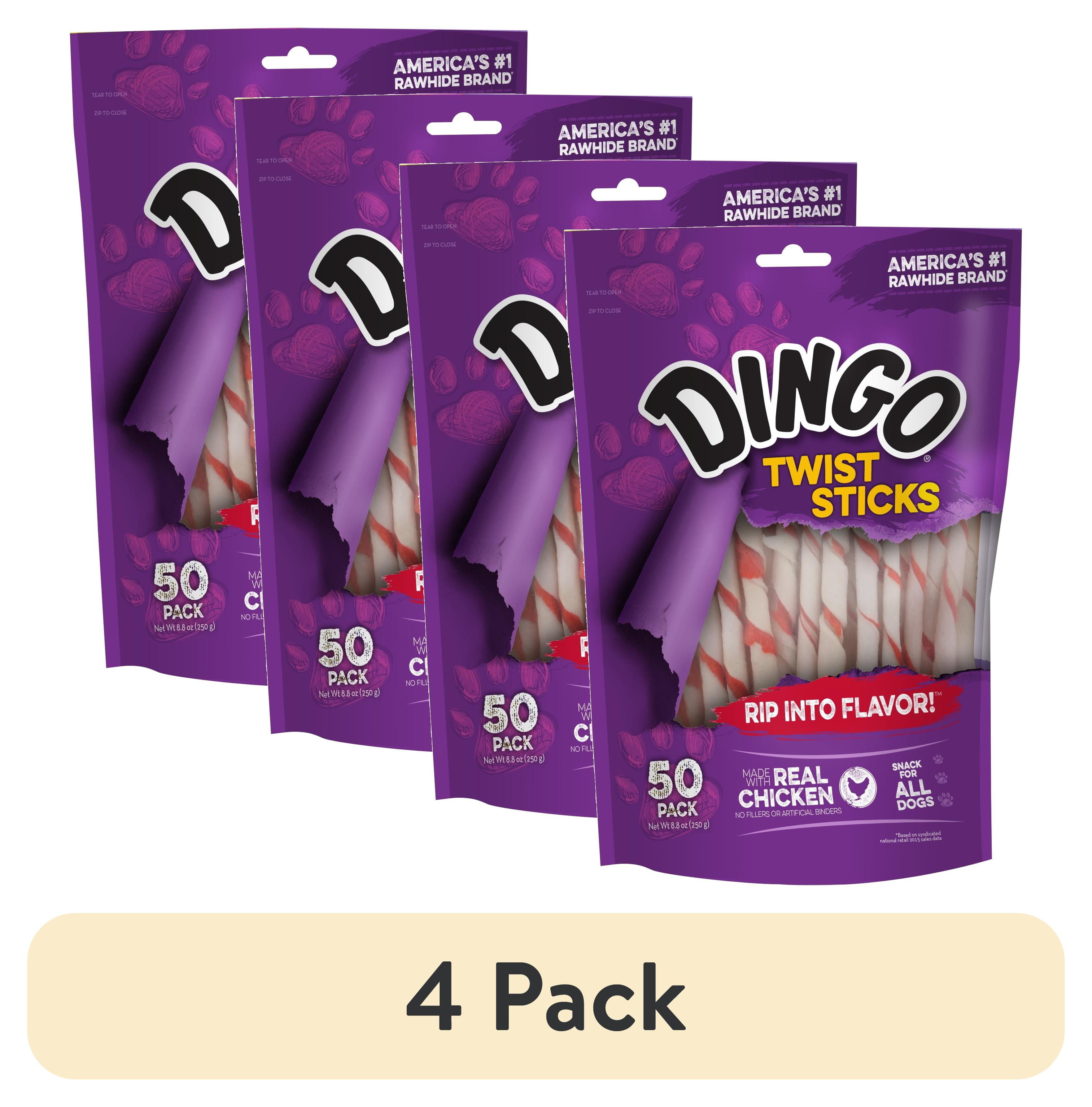(4 pack) Dingo Twist Sticks 50 Count, Rawhide For Dogs, Made With Real ...