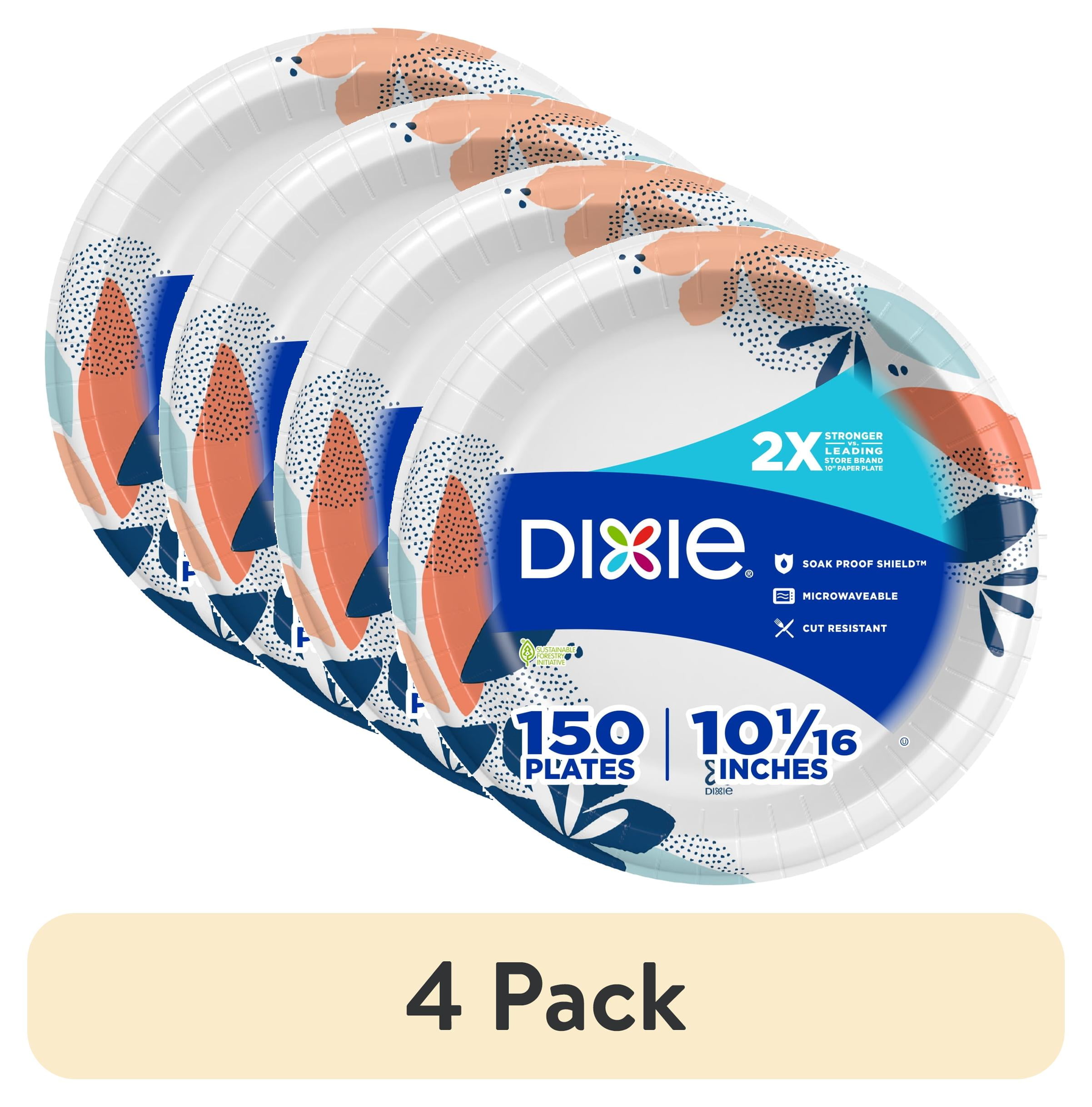 (4 pack) Dixie Everyday Disposable Paper Plates, 10", Multi-Color, 150 ...