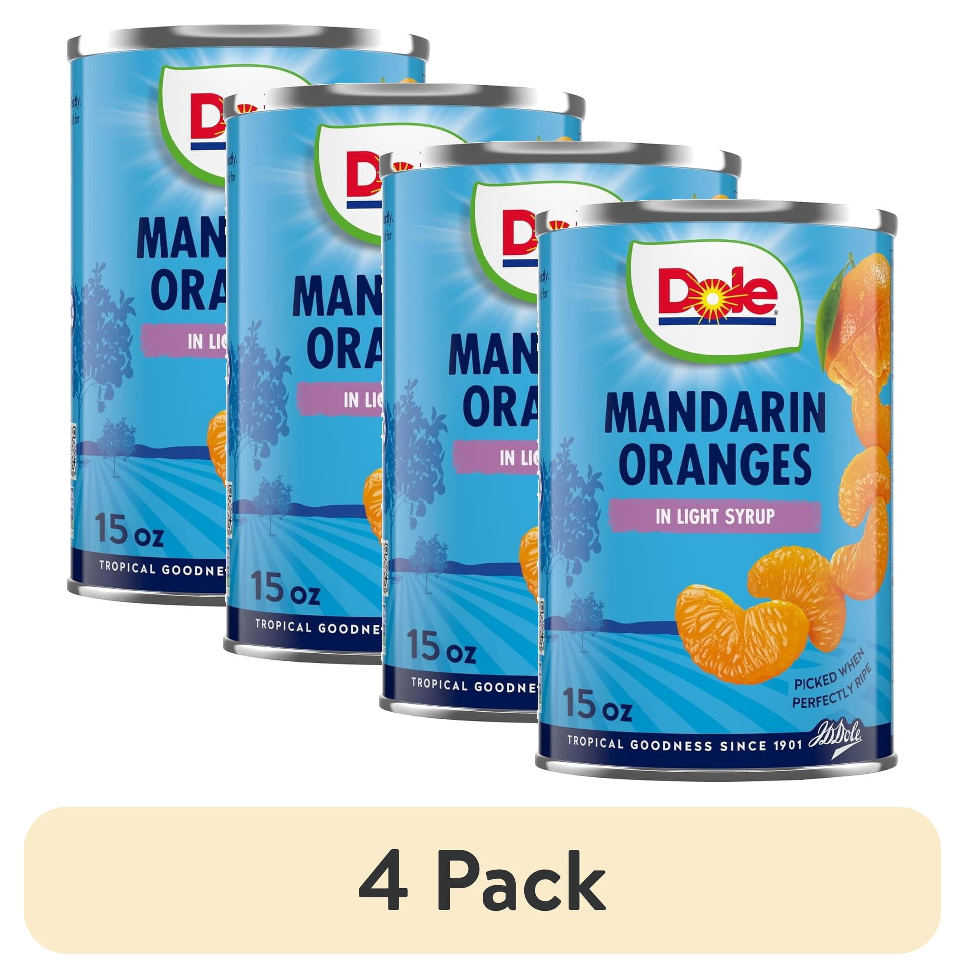 (4 pack) Dole Mandarin Oranges in Light Syrup, Non-GMO Project Verified ...