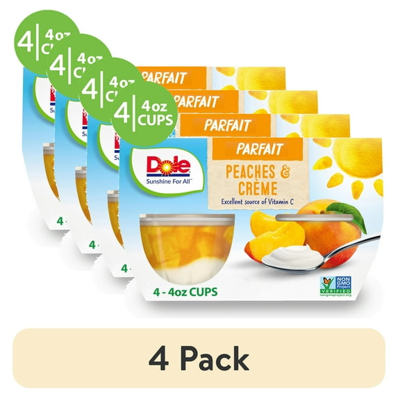 (4 pack) Dole Fruit Bowls Peaches and Crème Parfait, 4.3 oz Cups (4 ...