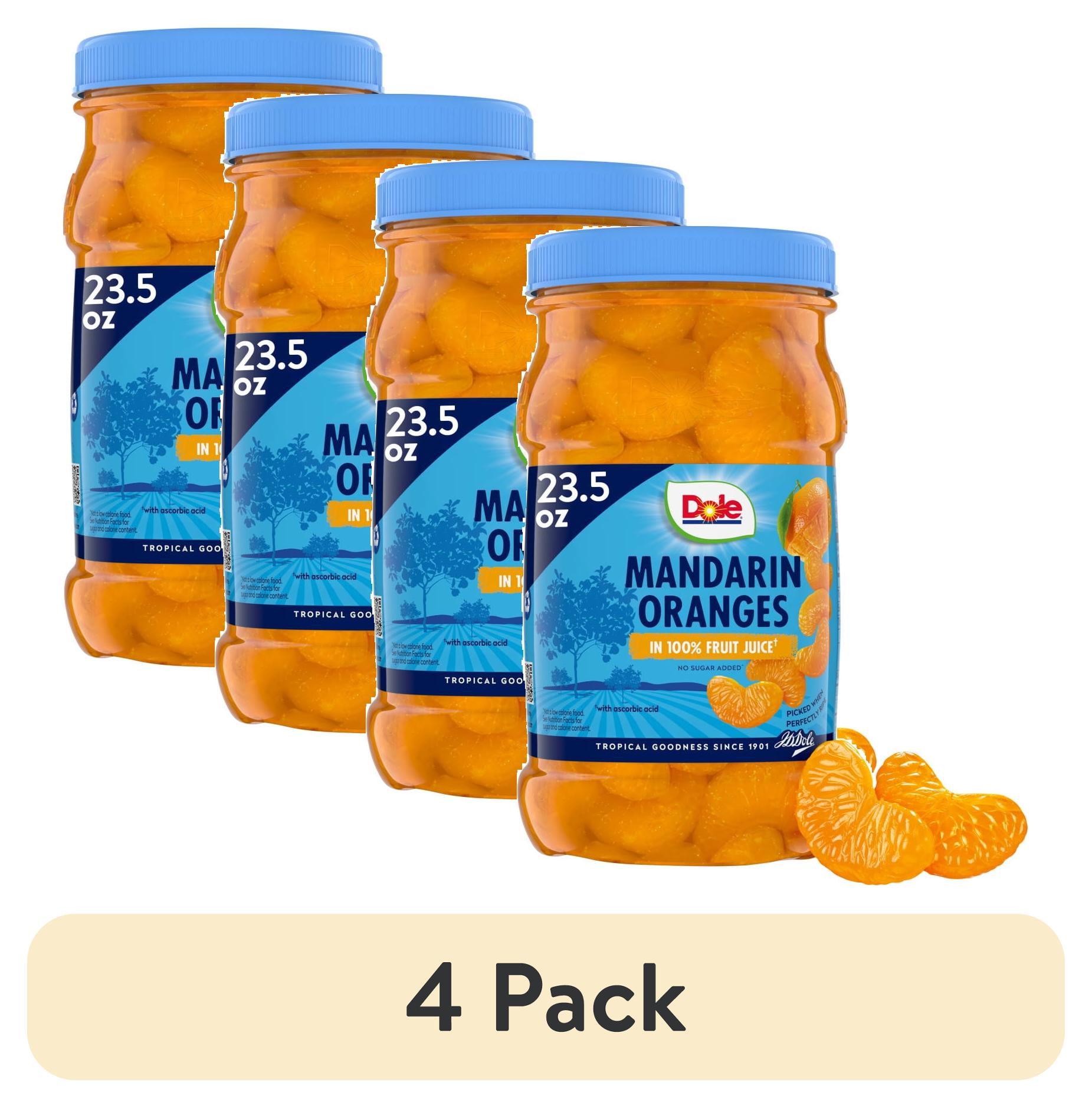 (4 pack) Dole Mandarin Oranges in 100% Fruit Juice, 23.5 oz Jar ...
