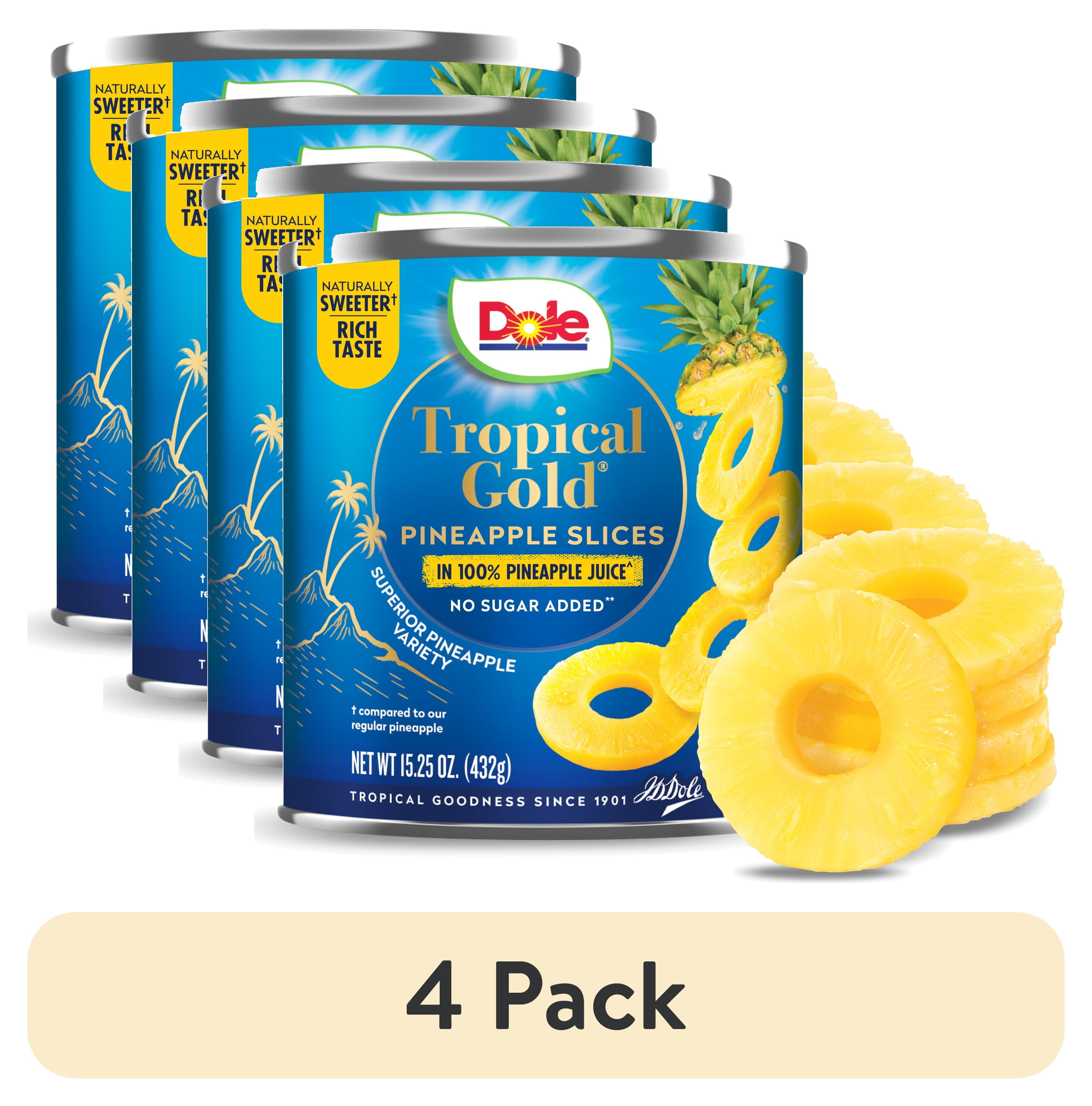 (4 pack) Dole Tropical Gold Pineapple Slices in 100% Pineapple Juice, 15 oz Can - Walmart.com