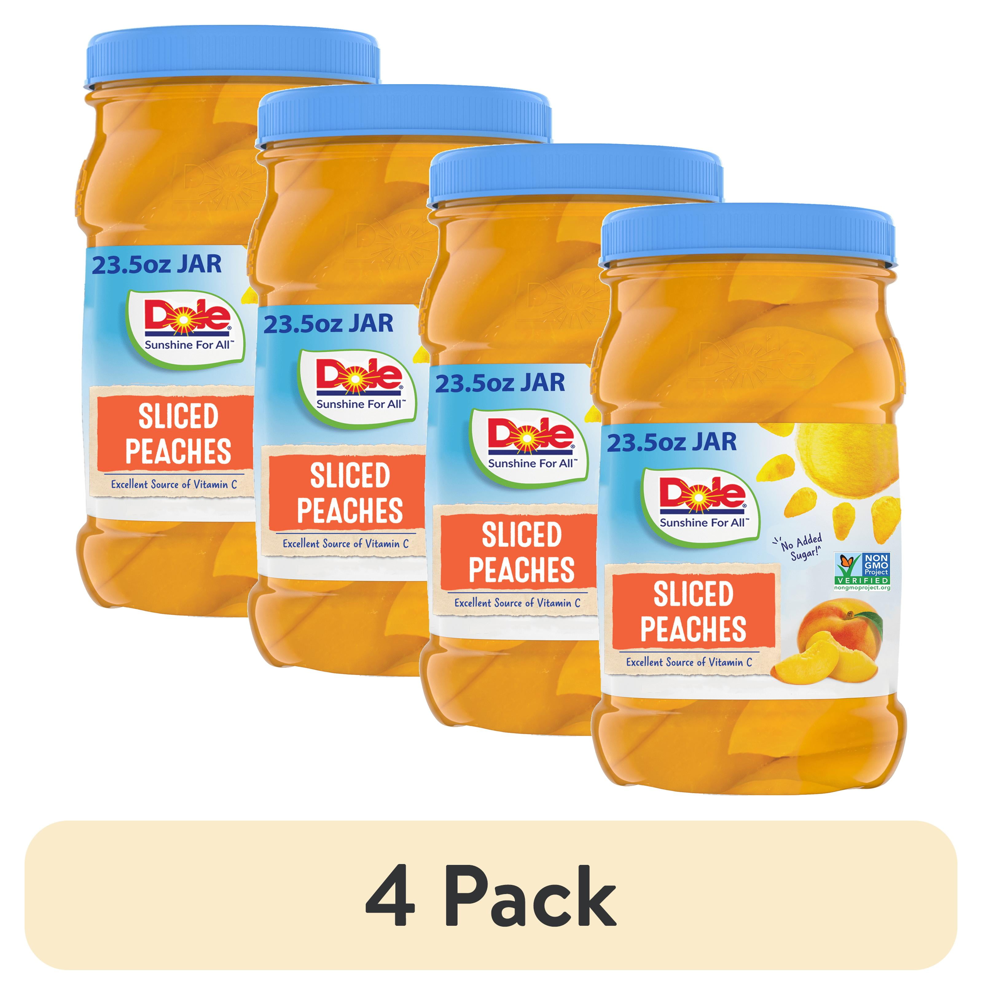 (4 pack) Dole Sliced Peaches in 100% Fruit Juice, 23.5 oz Jar - Walmart.com