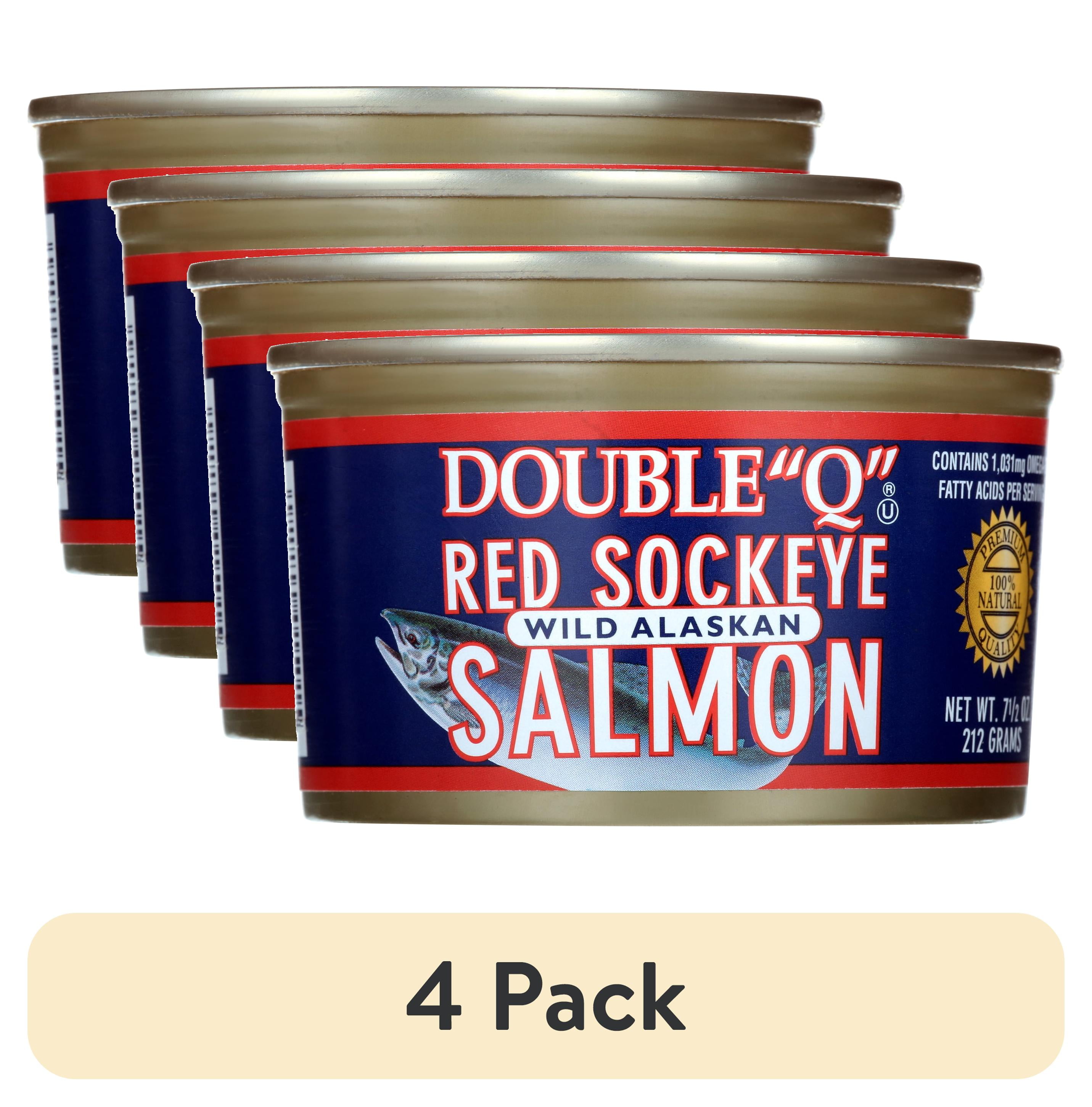 (4 pack) Double "Q" Wild Alaskan Red Sockeye Salmon, 7.5 oz Can ...