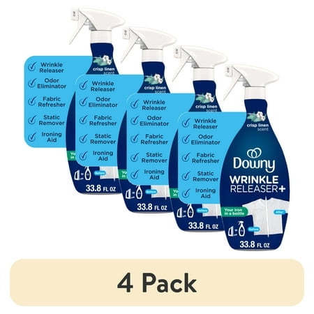 (4 pack) Downy Wrinkle Releaser Spray, Fabric Refreshing and Odor ...