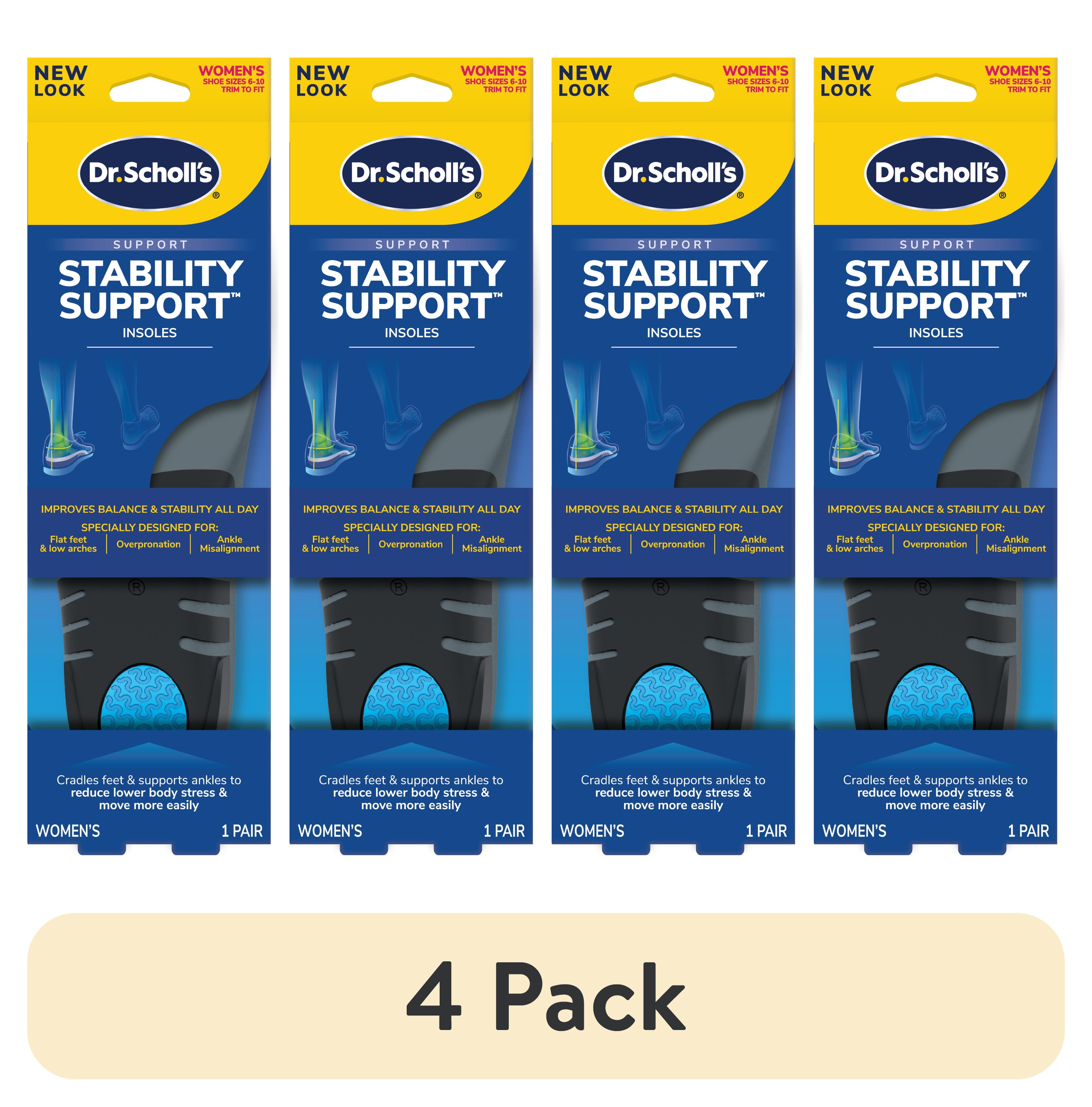 (4 pack) Dr. Scholl's Stability Support Insoles Flat feet & Overpronation, Low Arch Support ...