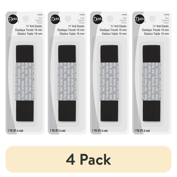 (4 pack) Dritz 3/4" Sewing & Crafting Knit Elastic Black 1 Yard ...