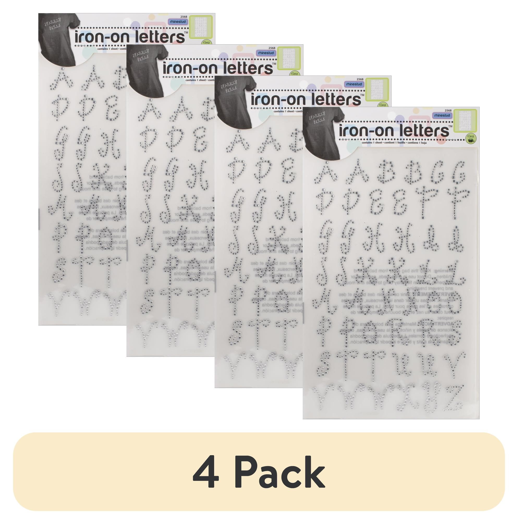 (4 pack) Dritz Iron-On Rhinestud Letters, 1", Curly, Crystal - Walmart.com