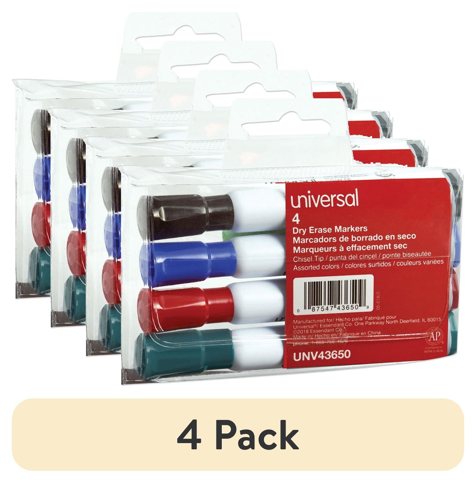 (4 pack) Dry Erase Marker, Broad Chisel Tip, Assorted Colors, 4/Set ...