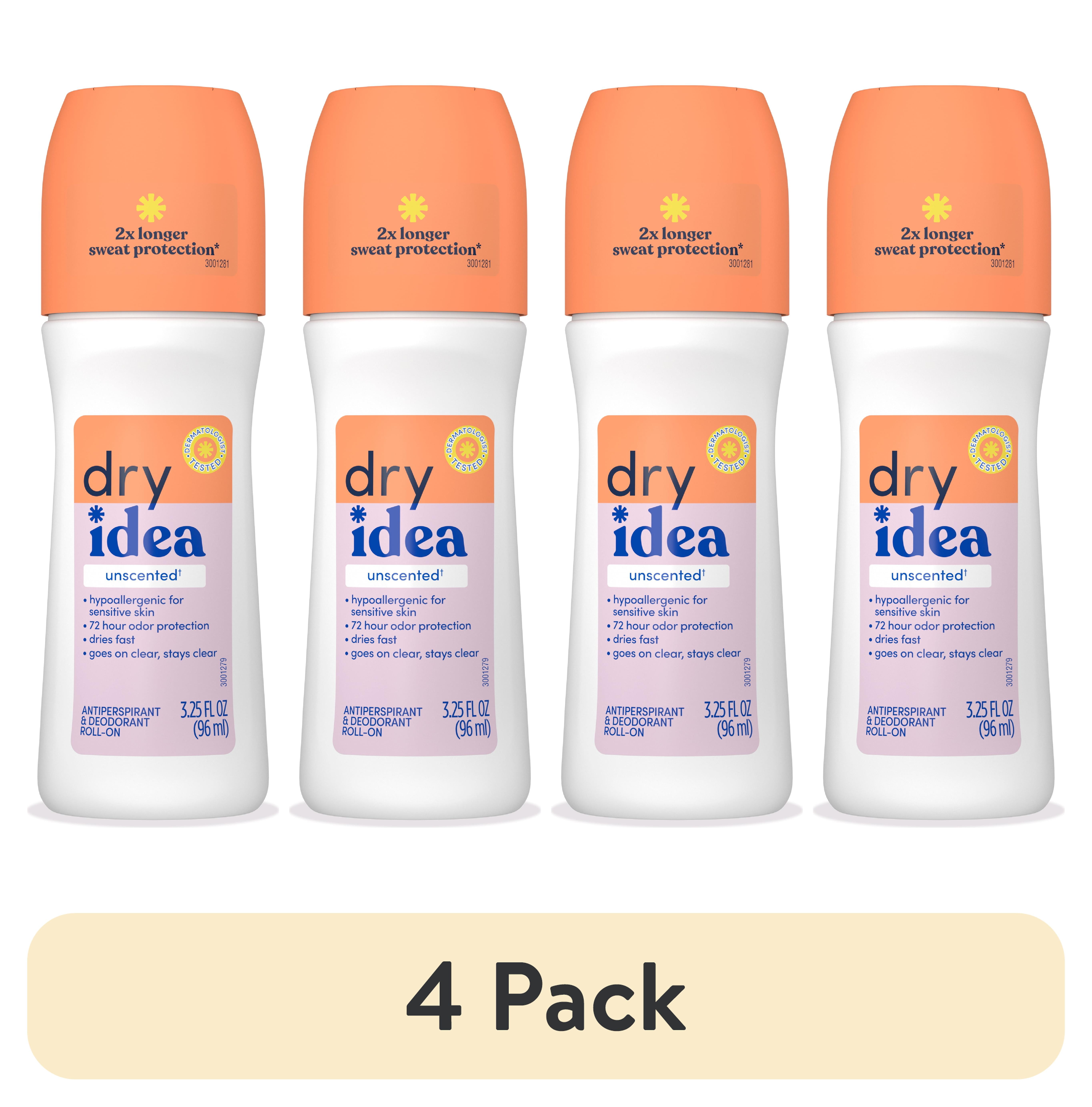 (4 pack) Dry Idea Roll-On Deodorant & Antiperspirant & Unscented for ...