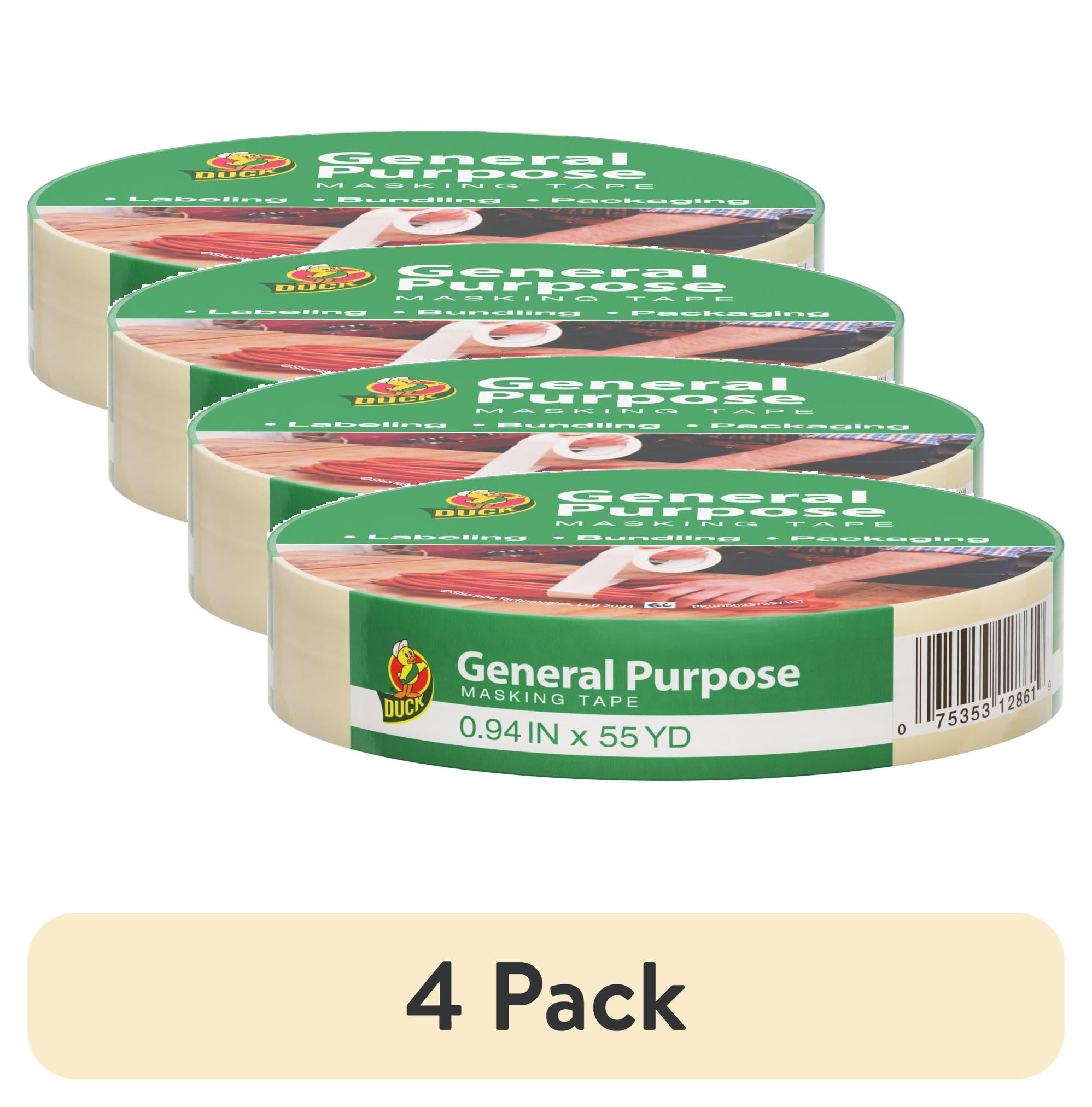 (4 pack) Duck Brand General Purpose Masking Tape - Beige, .94 in. x 60 ...