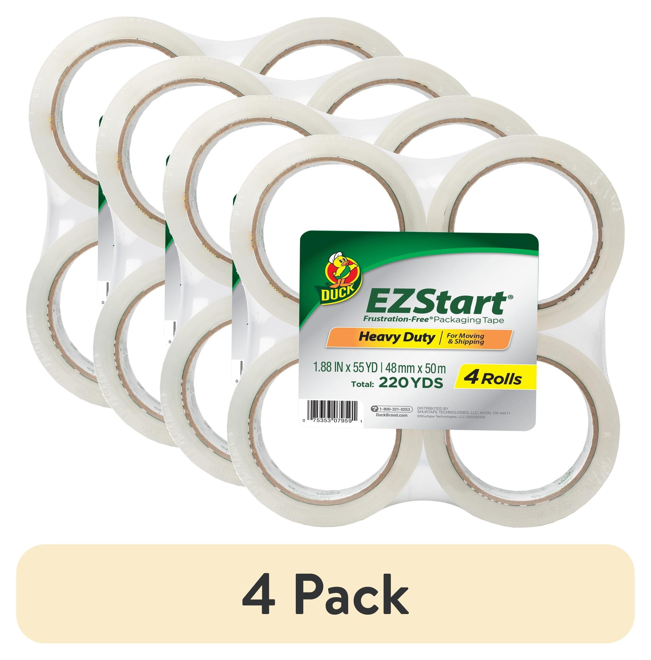 (4 pack) Duck EZ Start 1.88 in. x 54.6 yd. Clear Acrylic Packing Tape ...