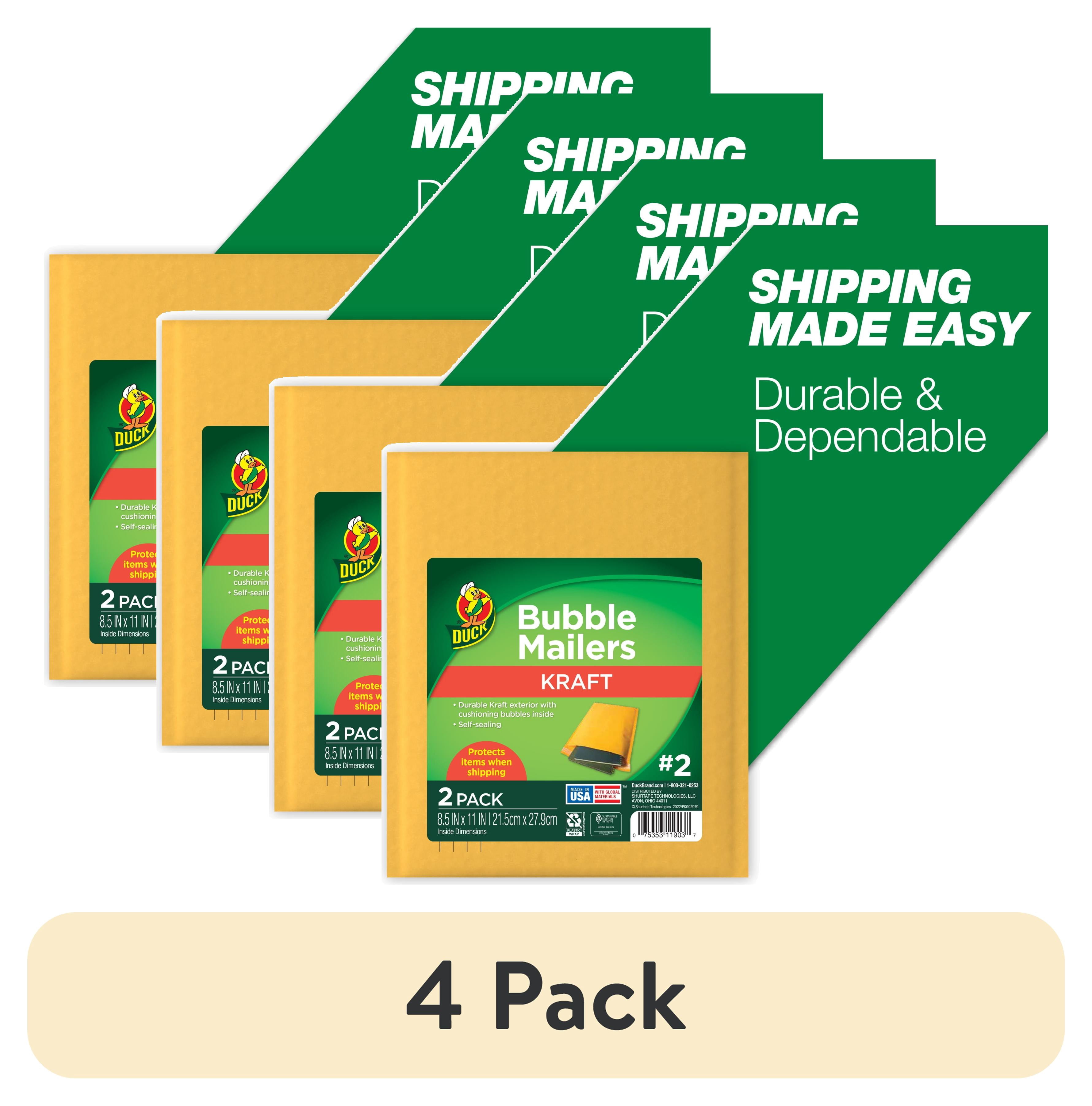 (4 pack) Duck Self-Seal Kraft Bubble Mailer #2, 8.5" x 11", Solid Print ...