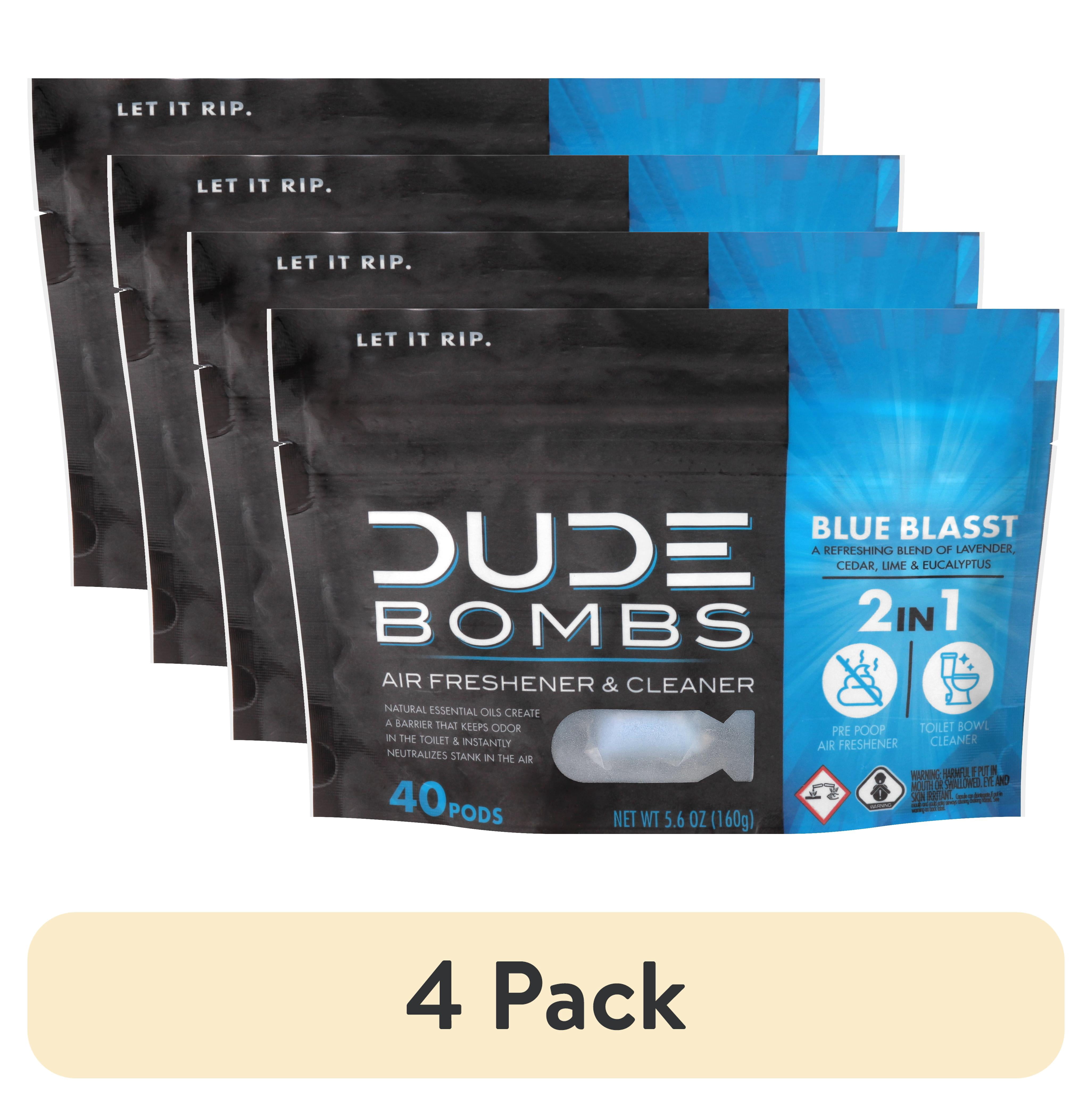 (4 pack) Dude Bombs 2 in 1 Pods Blue Blasst Air Freshener & Cleaner 40 ...
